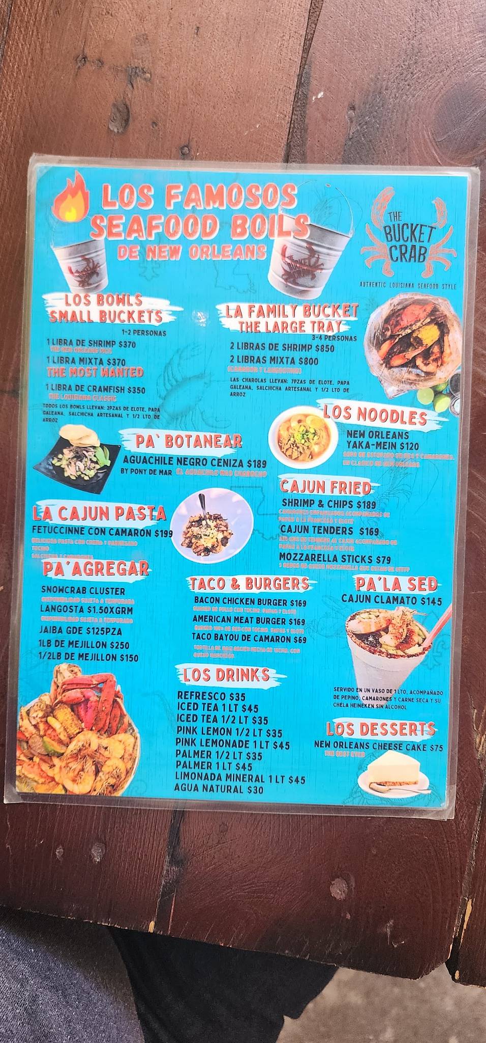 Carta del restaurante The Bucket Crab, Monterrey, Tepehuanes 1715
