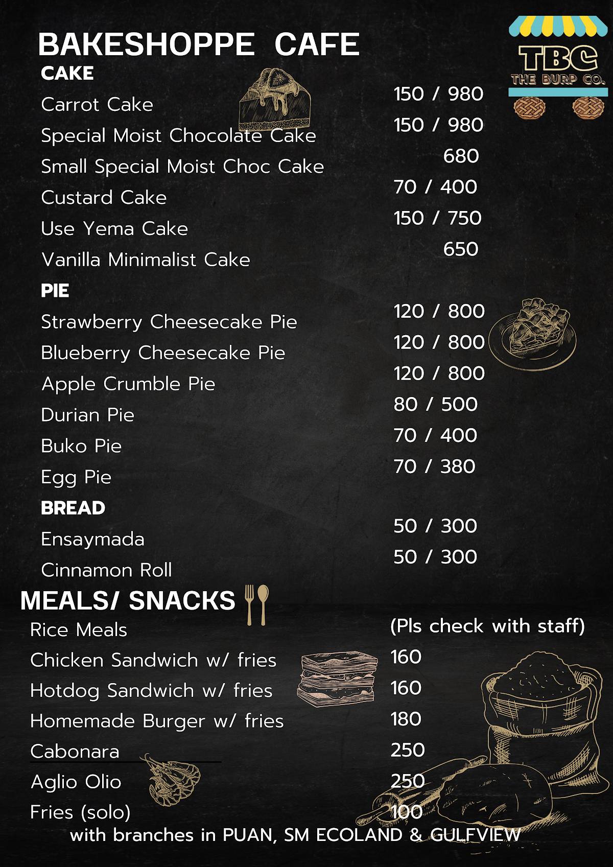Menu at The Burp Co. (Commissary Cafe), Davao City