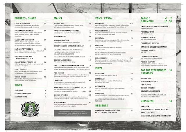 Menu at The Caledonian Hotel Wonthaggi pub & bar, Wonthaggi