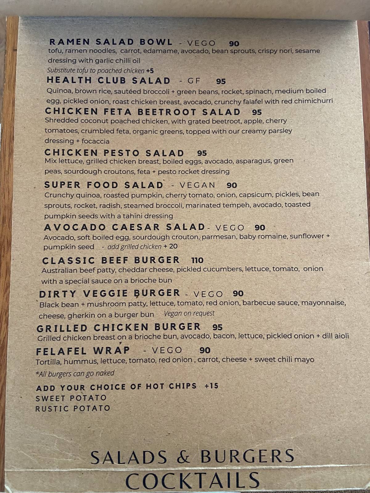 Menu at The Cashew Tree restaurant, Pecatu