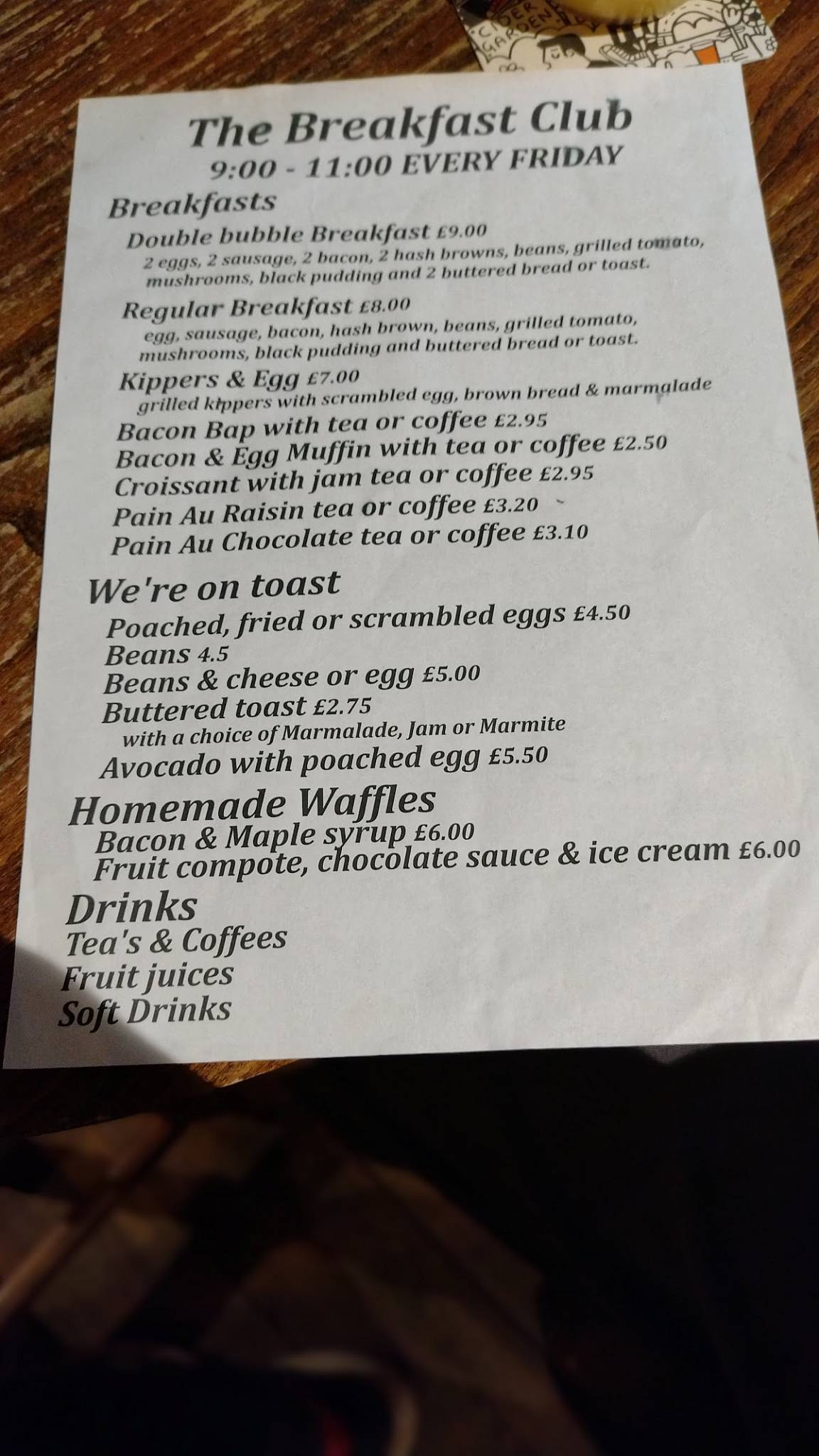 Menu at The Castle Inn pub & bar, Barnstaple