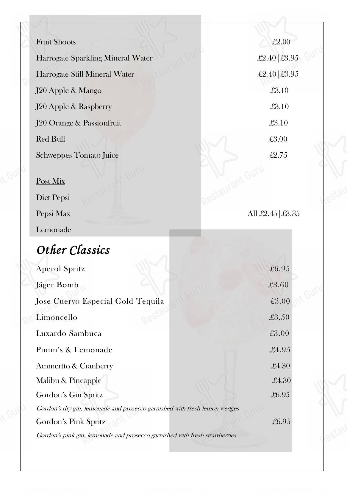 Menu at The Celtic Arms restaurant, Mold
