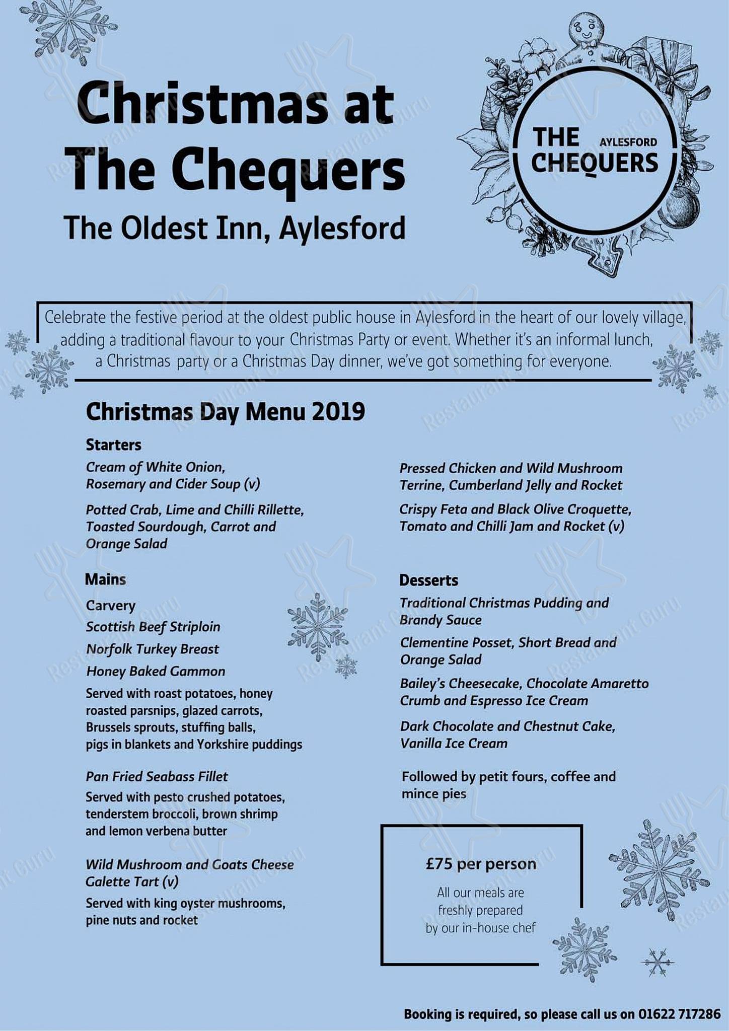Menu at The Chequers Inn, Aylesford pub & bar, Aylesford