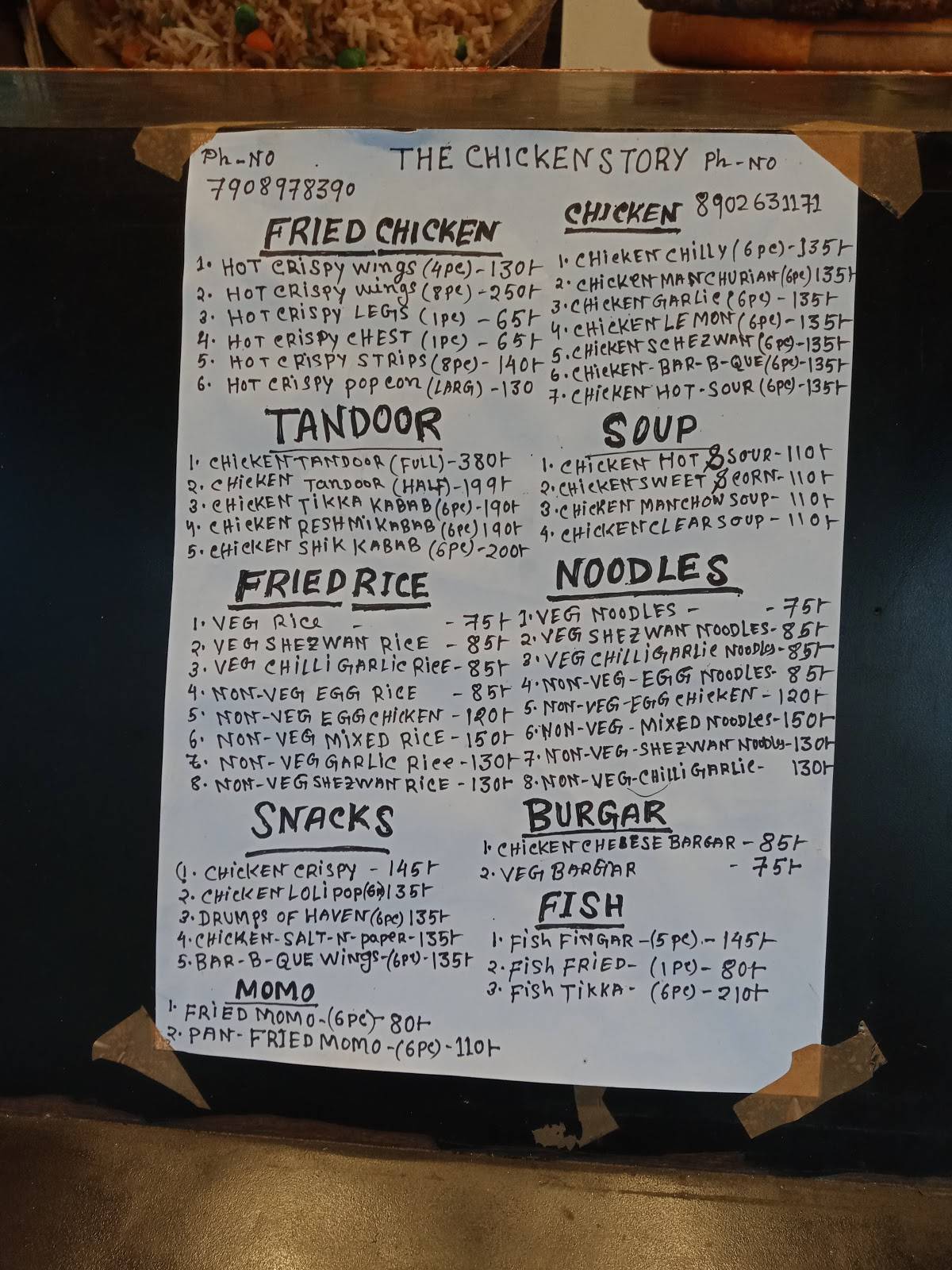 Menu at The Chicken Story, North Dumdum