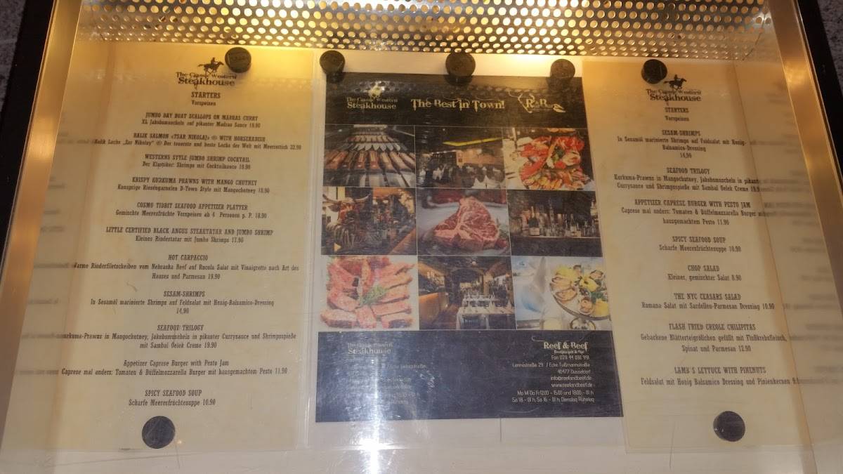 Menu at The Classic Western Steakhouse, Düsseldorf