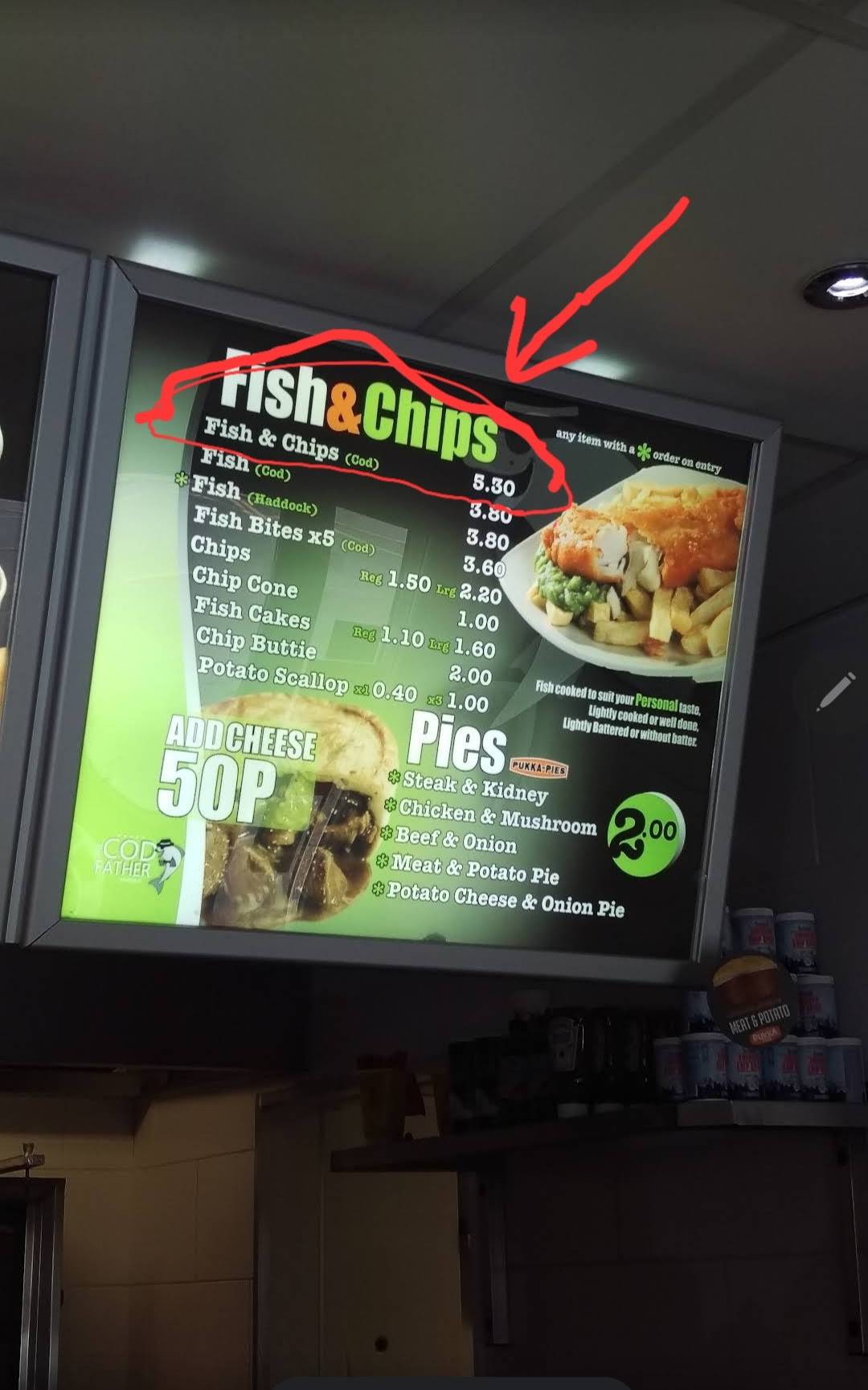 Menu at The Codfather restaurant, Wakefield
