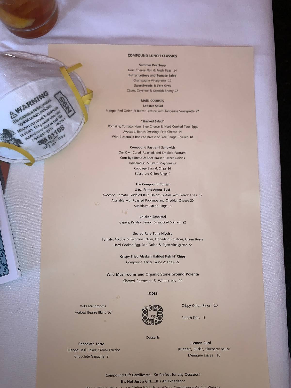 Menu at The Compound Restaurant, Santa Fe
