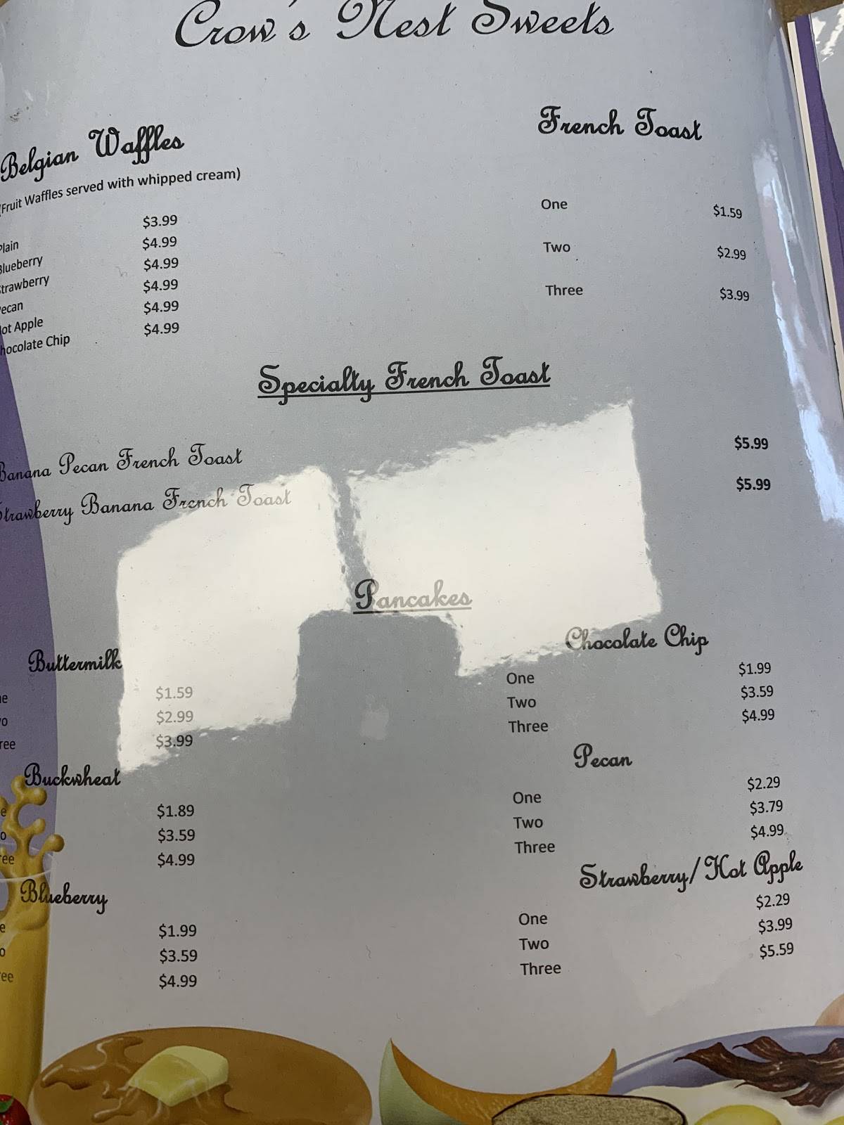 Menu at The Crows Nest Diner restaurant, North Canton