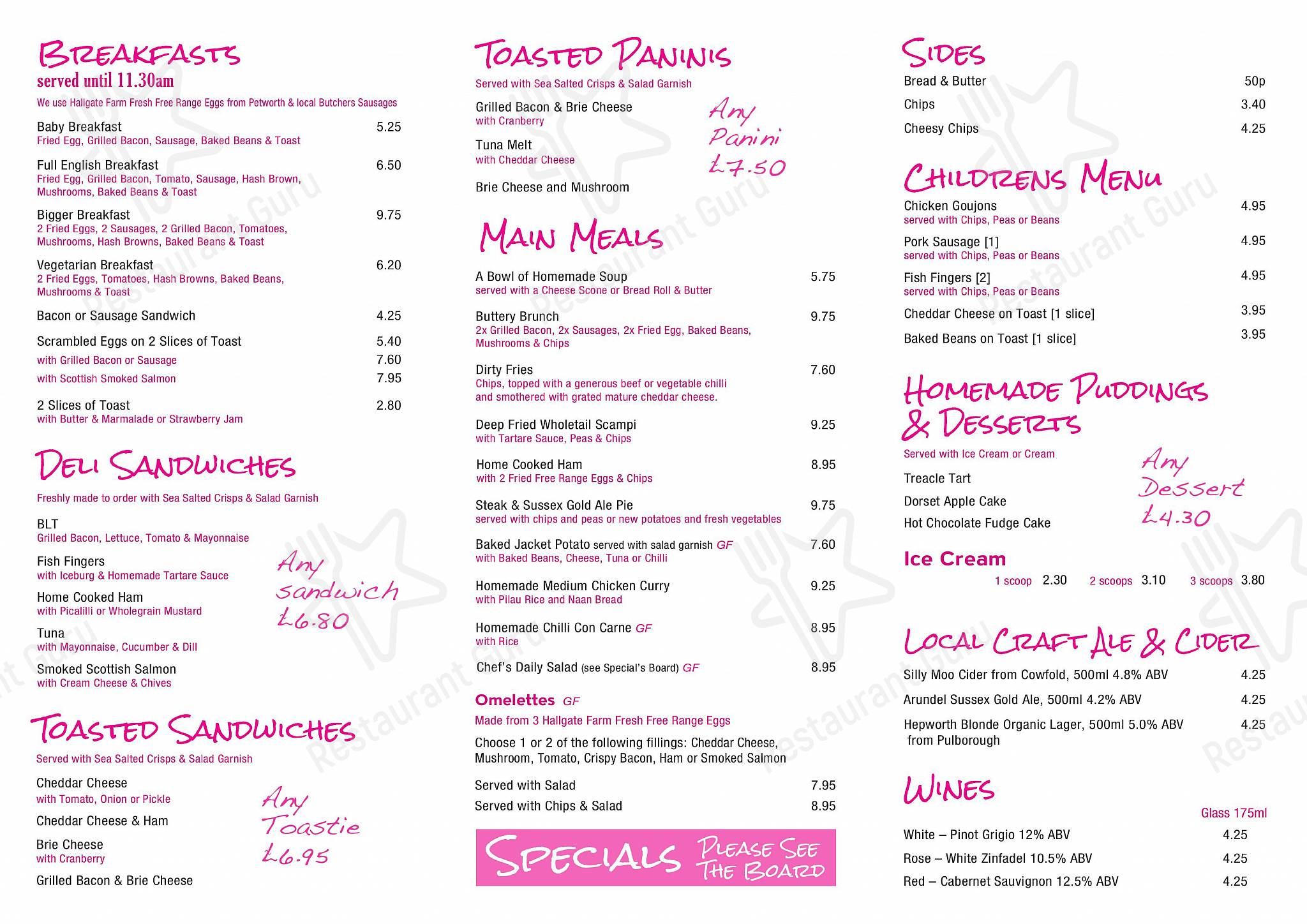 Menu at The Buttery At The Crypt Cafe/ Tearoom, Chichester