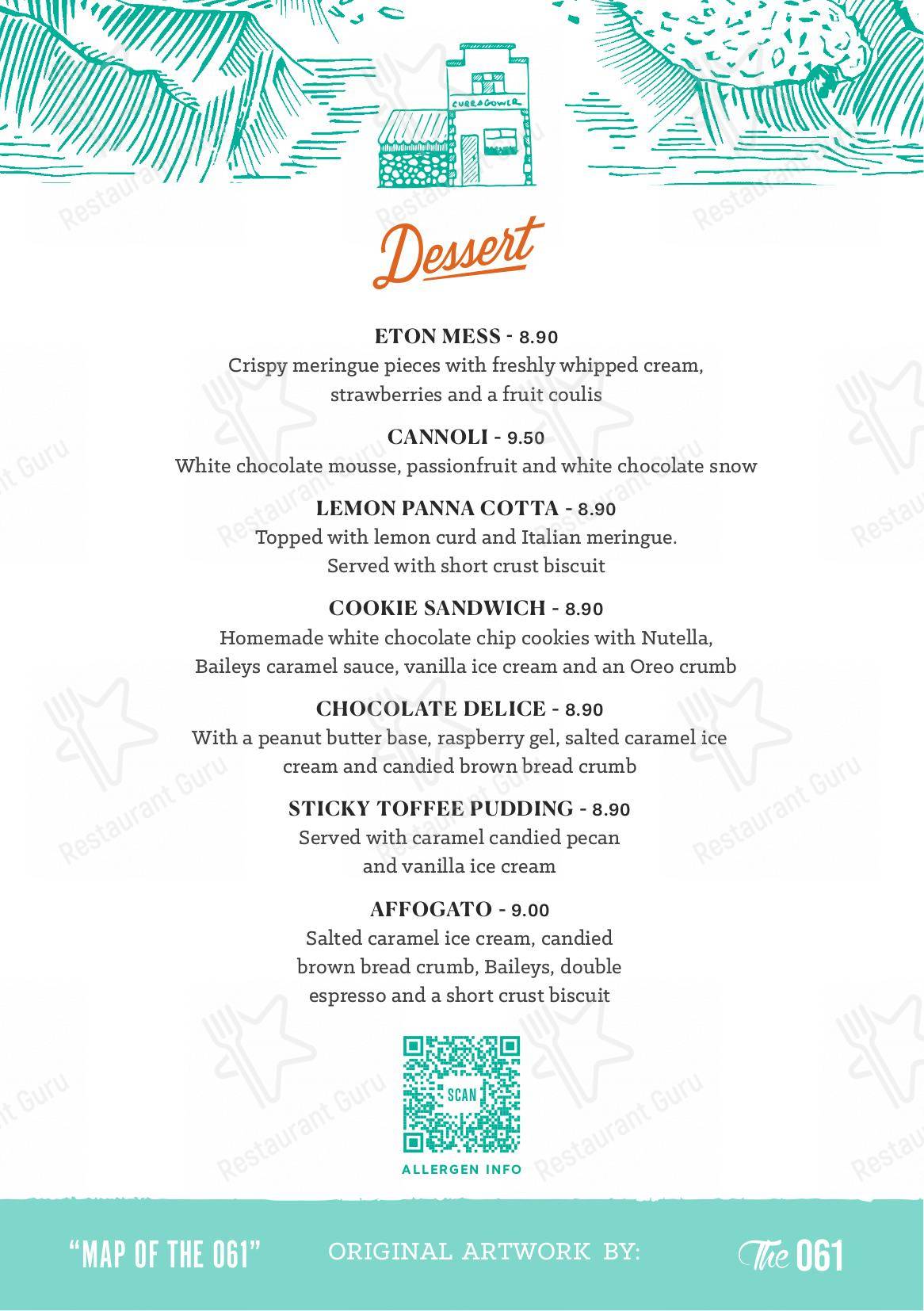 Menu at The Curragower Bar & Restaurant, Limerick