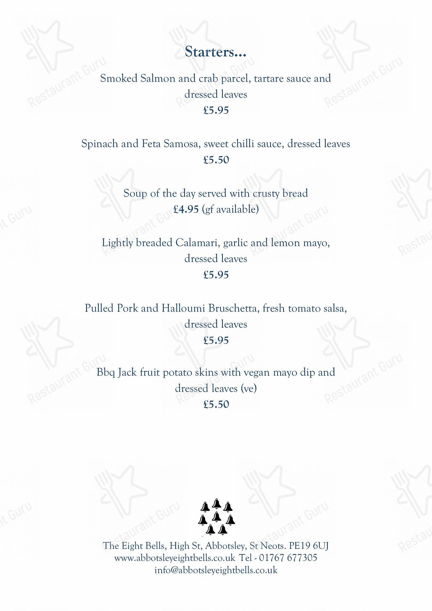 Menu at The Eight Bells pub & bar, Abbotsley, High St