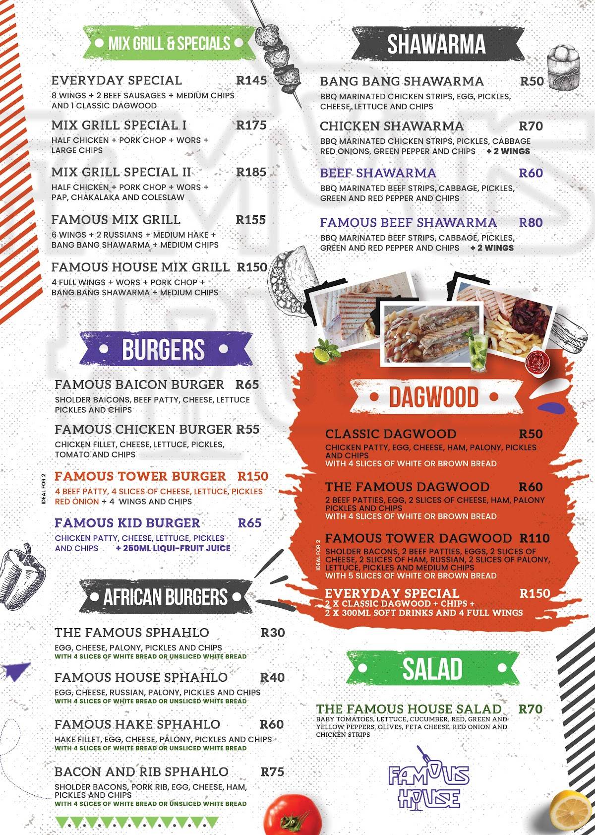 Menu au The Famous House Grill and Bar, Pretoria