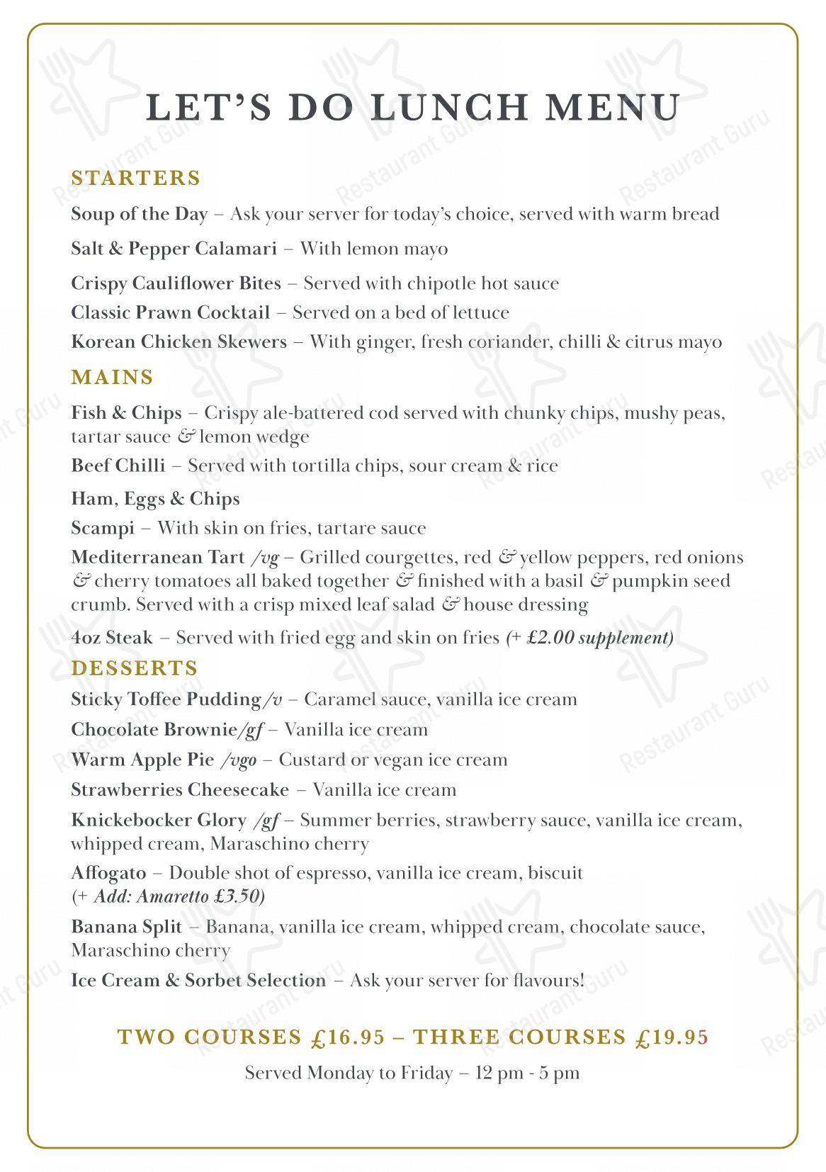 Menu at The Fancott pub & bar, Luton