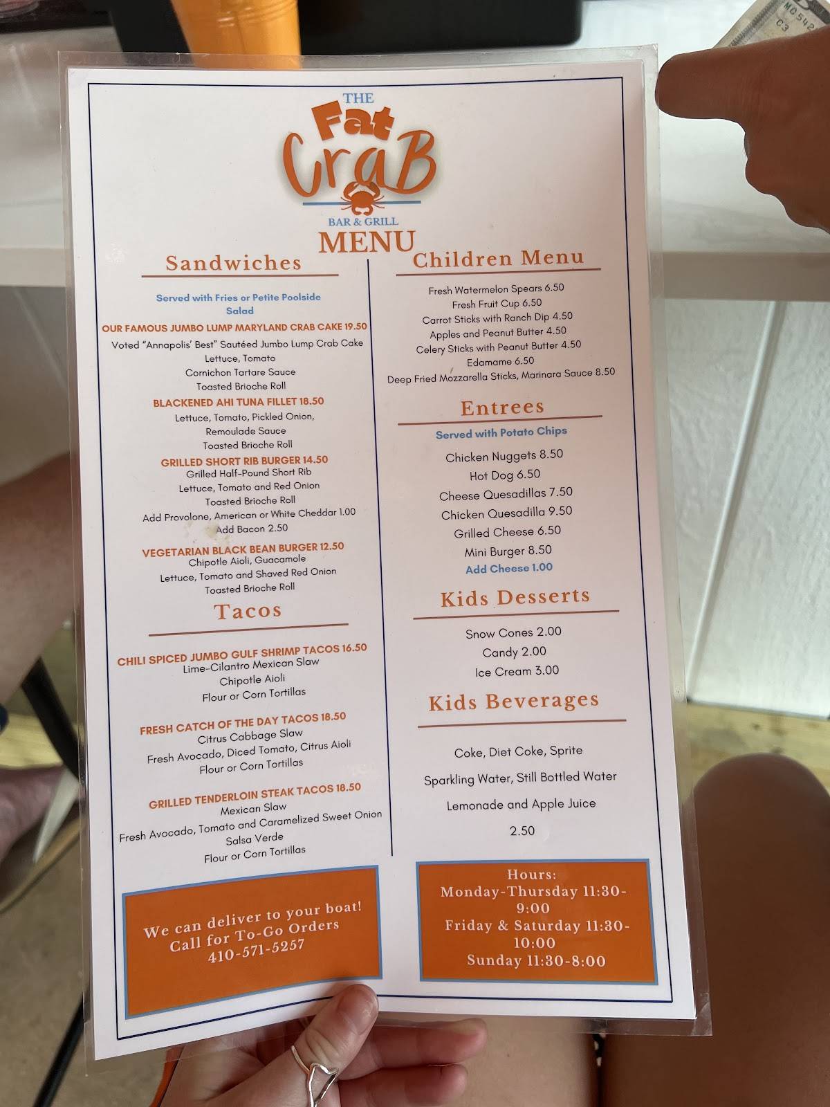 Menu at The Fat Crab Bar & Grill, Annapolis