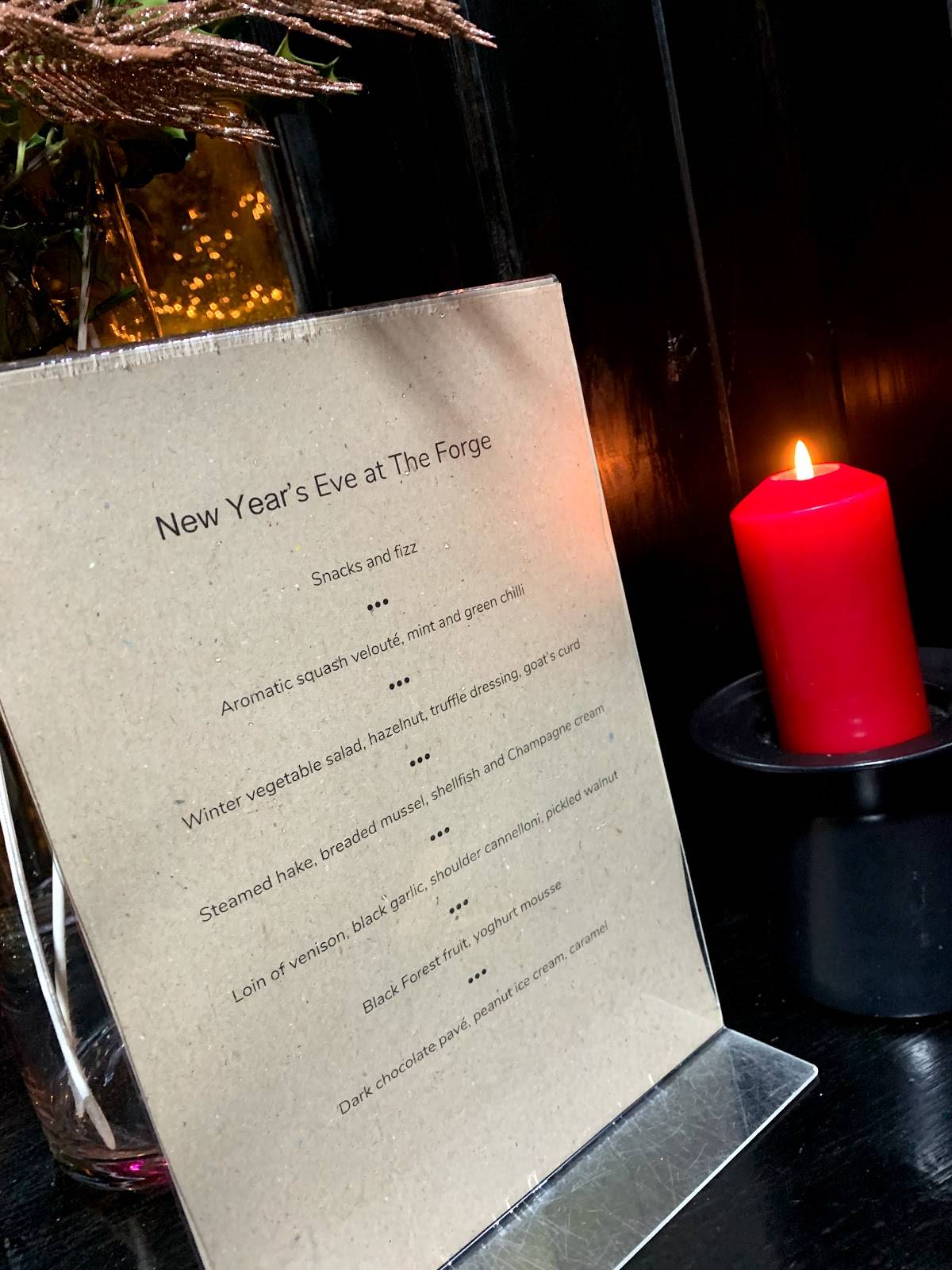 Menu at The Forge restaurant, Washington