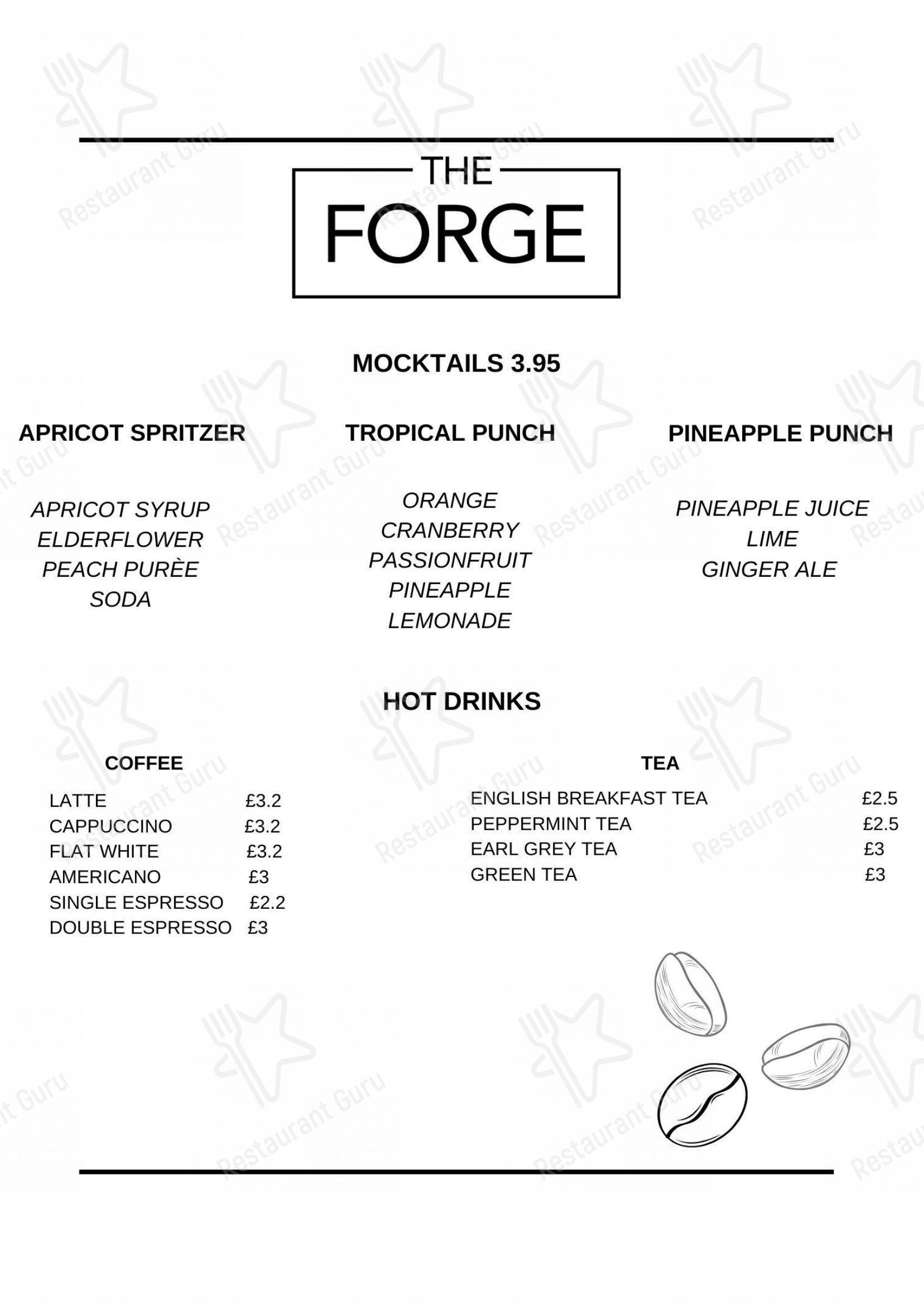Menu at The Forge restaurant, Washington
