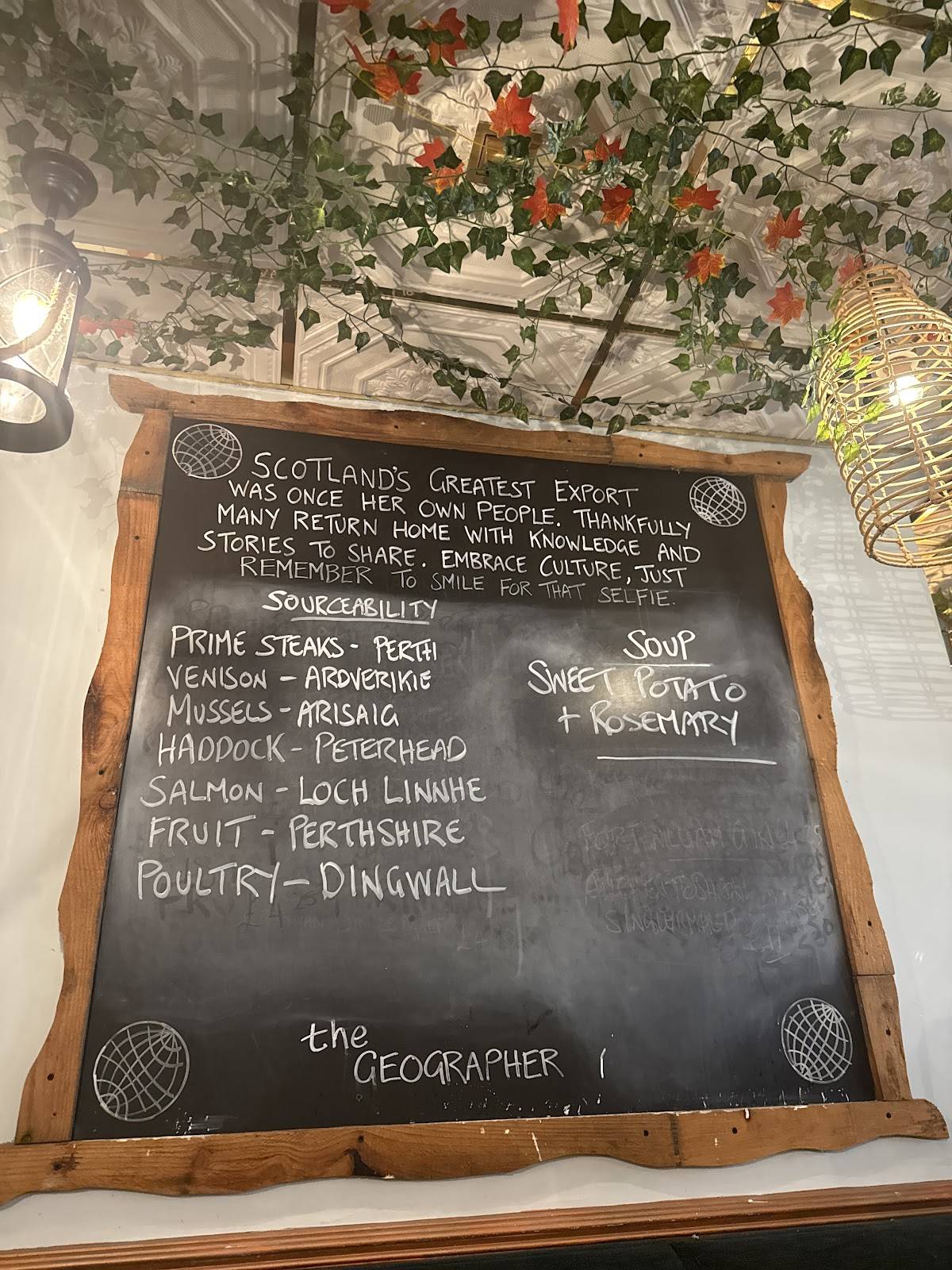 Menu at The Geographer restaurant, Fort William