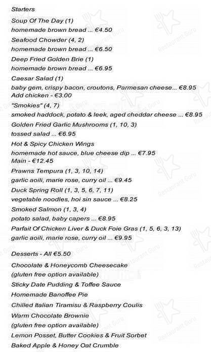 Menu at The Golden Ball pub & bar, Dublin, Enniskerry Rd Kiltiernan