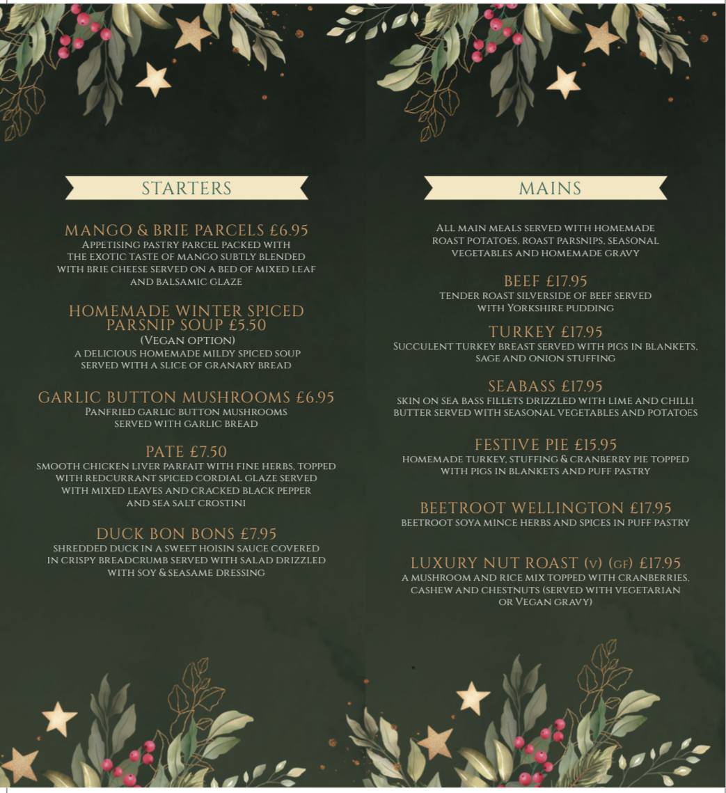 Menu at The Greenfield pub & bar, Pentre