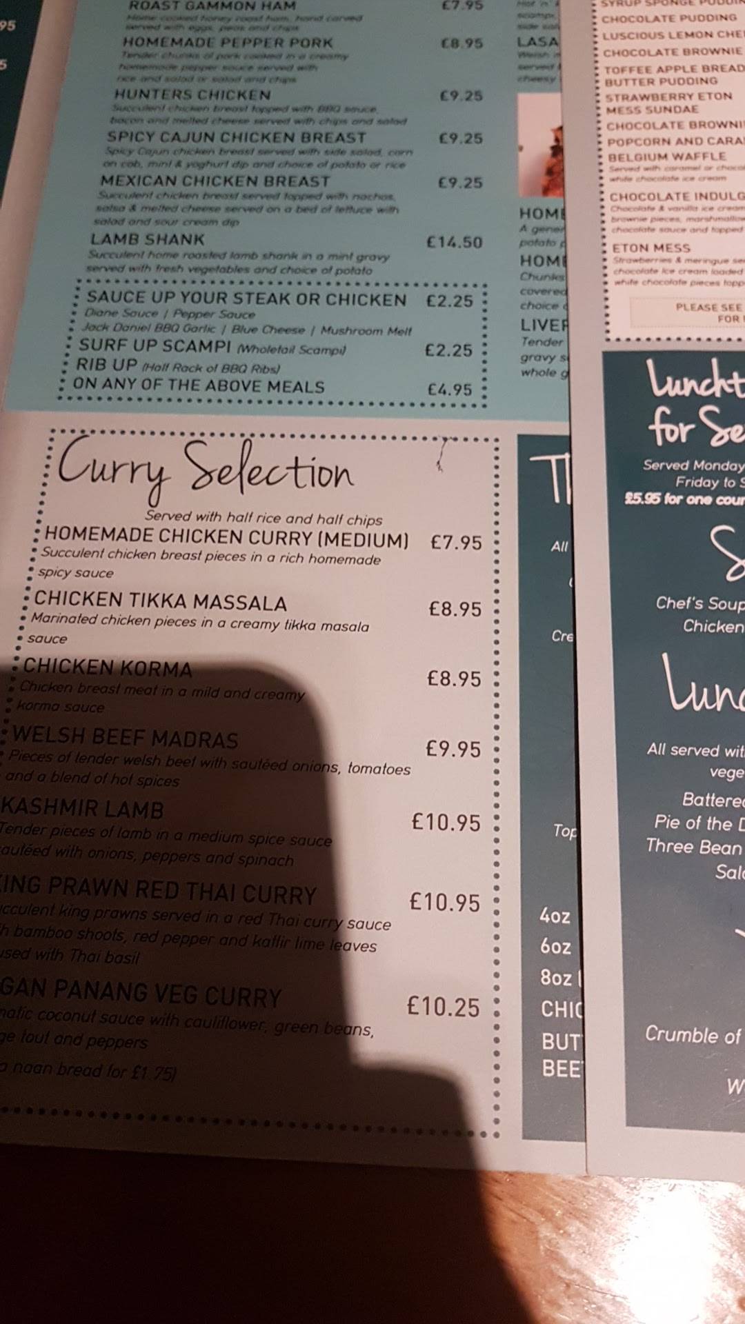 Menu at The Greenfield pub & bar, Pentre