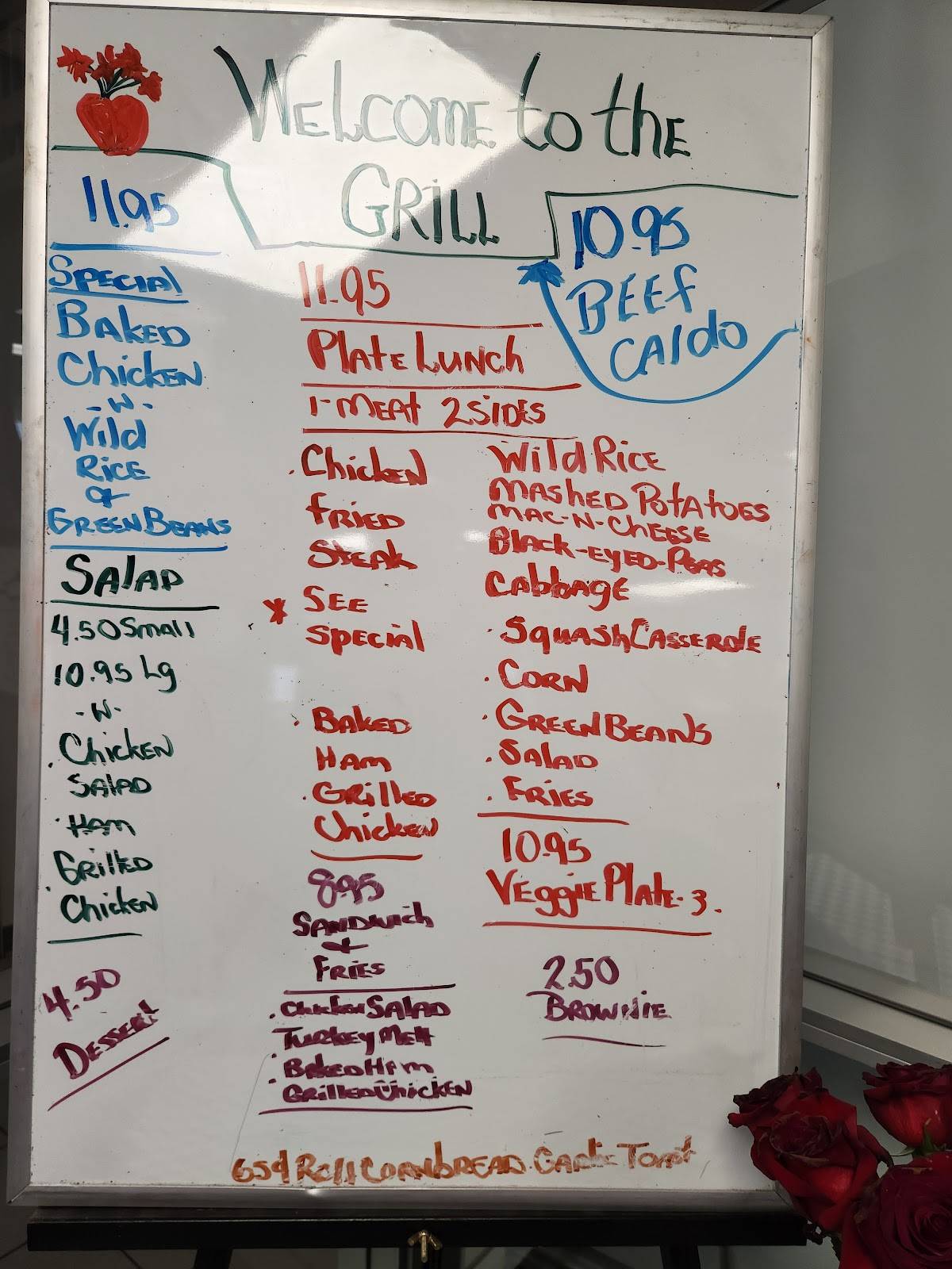 Menu at The Grill restaurant, Angleton