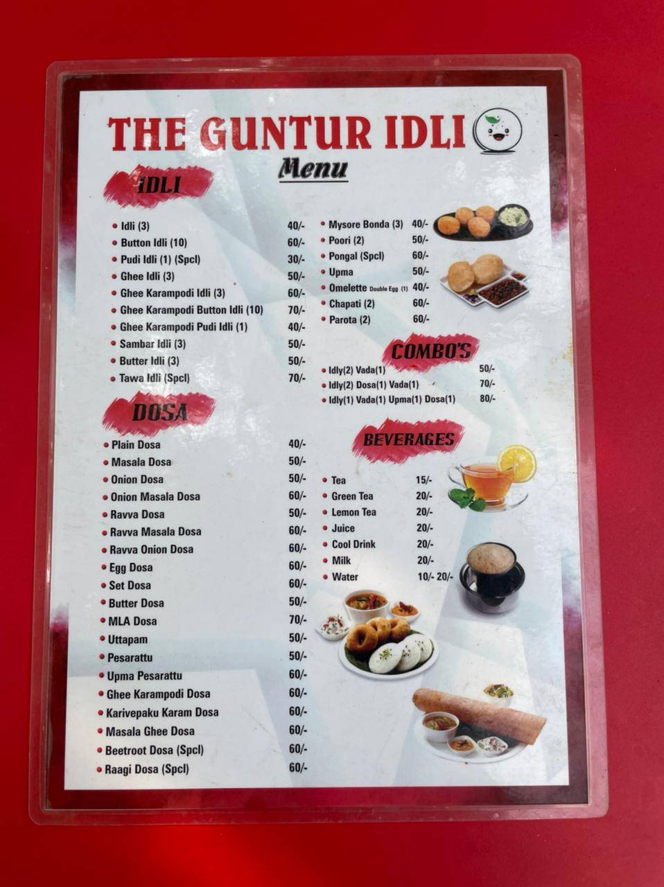 Menu at The Guntur Idli, Hyderabad