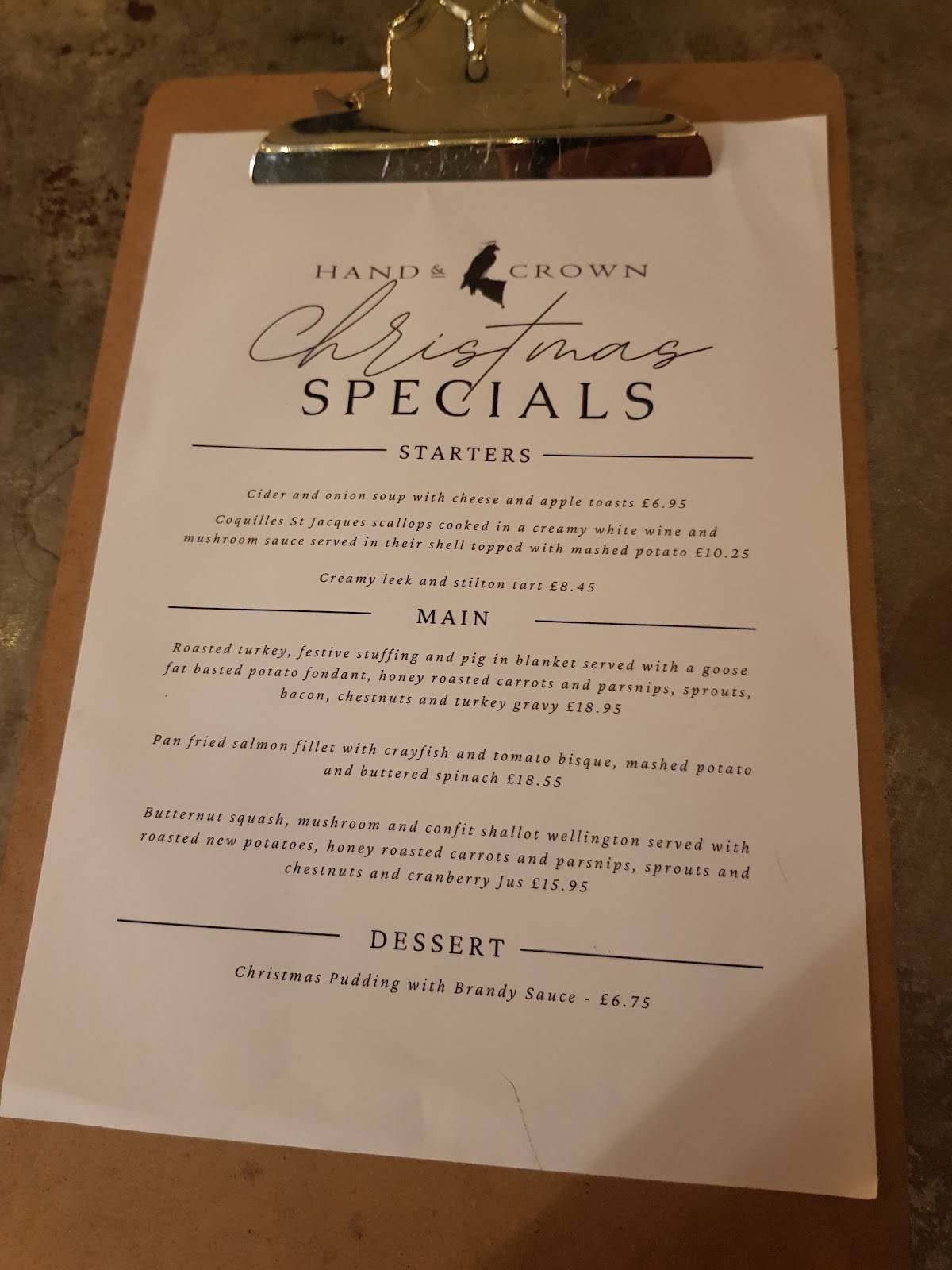 Menu at The Hand & Crown pub & bar, Sawbridgeworth