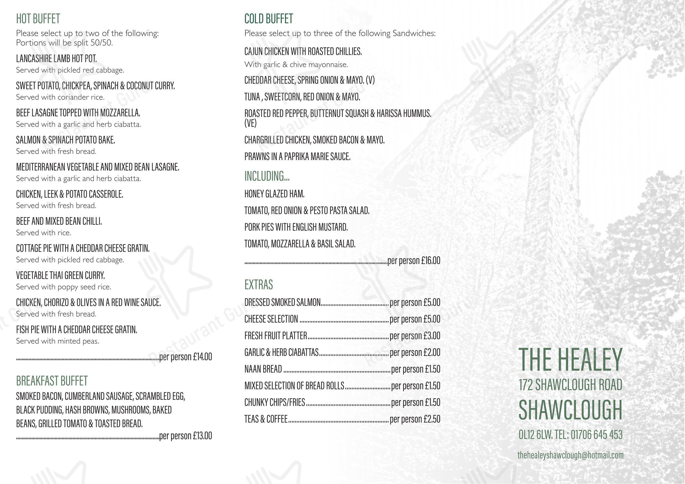 Menu at The Healey pub & bar, Rochdale, 172 Shawclough Rd