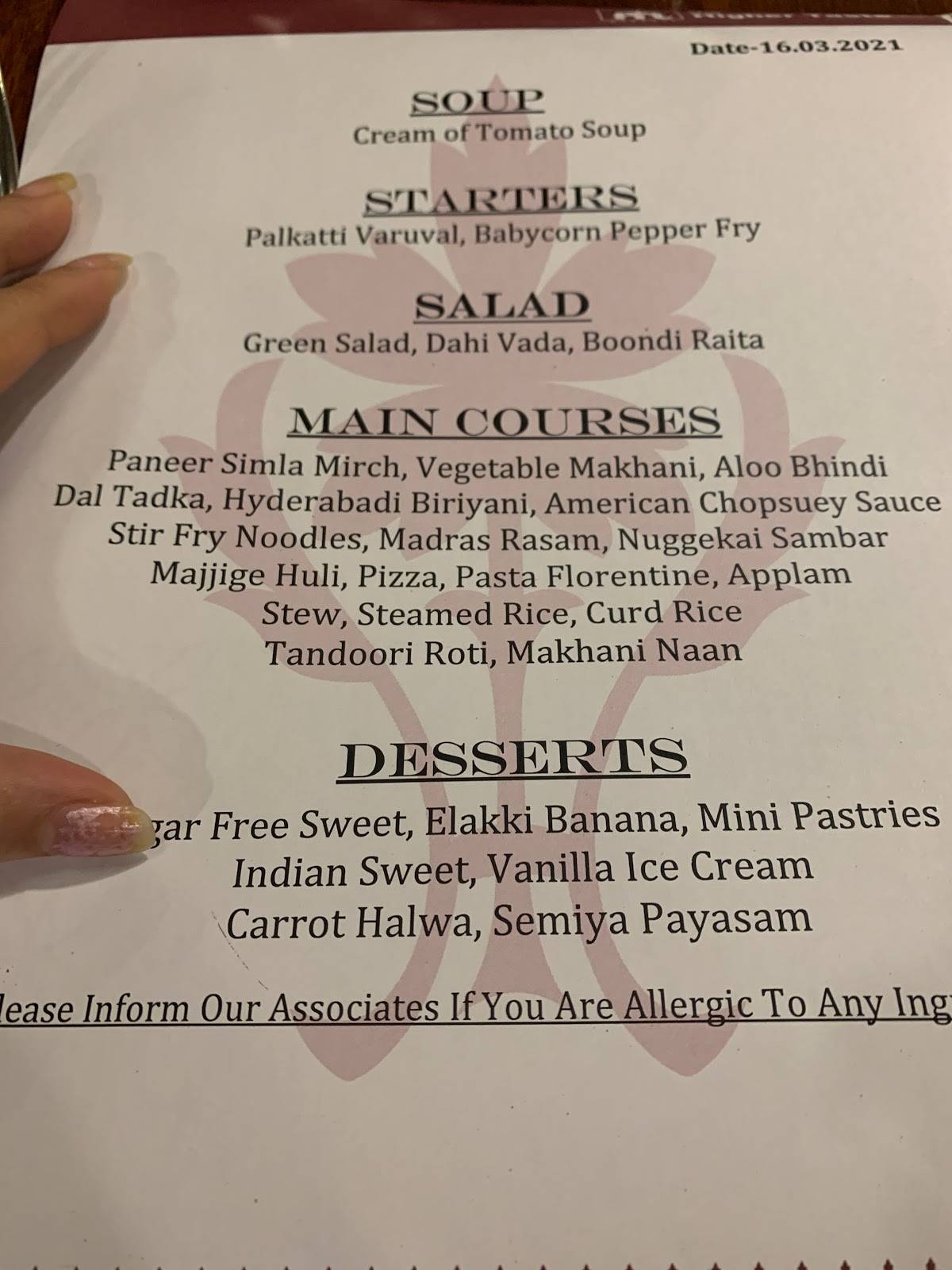 Menu at The Higher Taste Restaurant, Bengaluru, Inside ISKCON