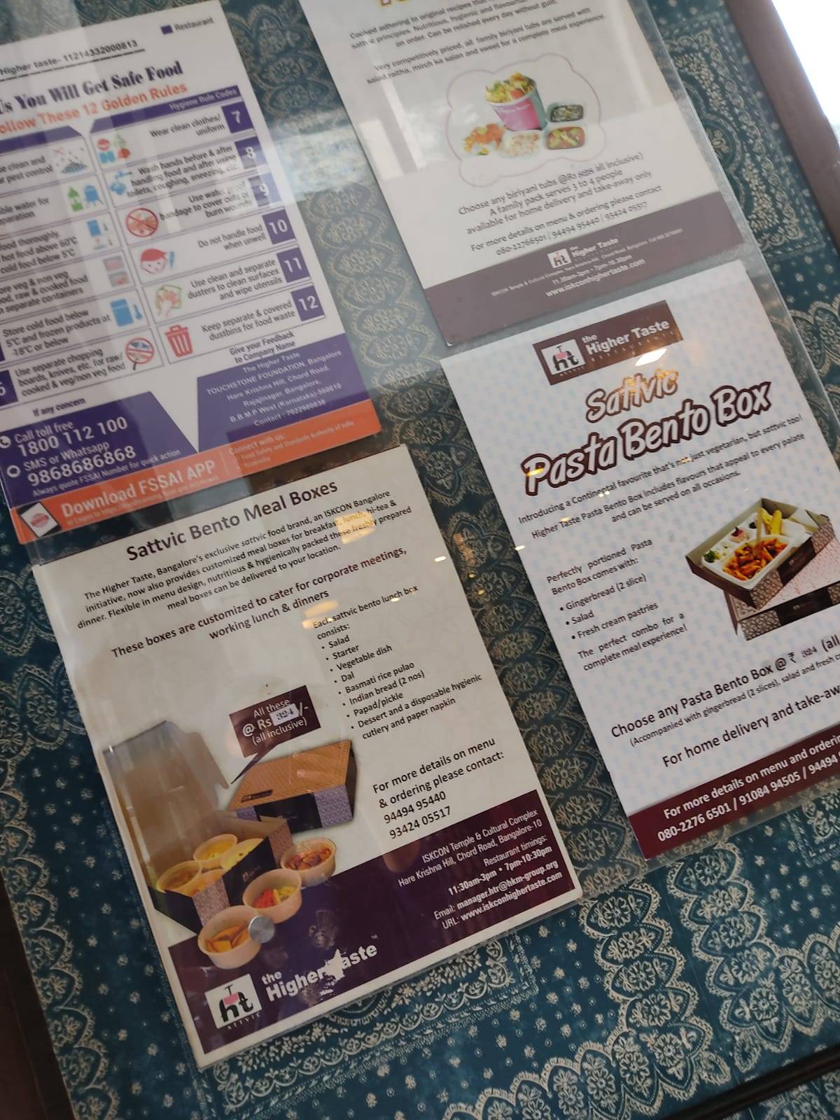 Menu at The Higher Taste Restaurant, Bengaluru, Inside ISKCON