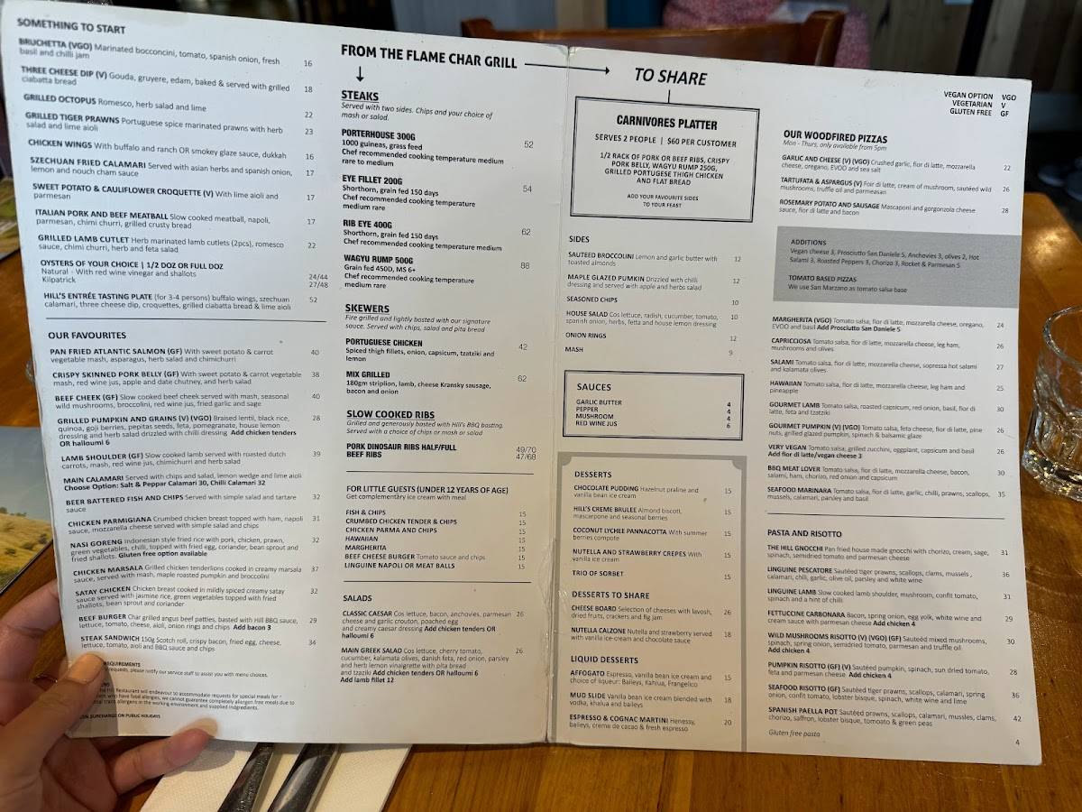 Menu at The Hill Restaurant Bar & Cafe, Berwick