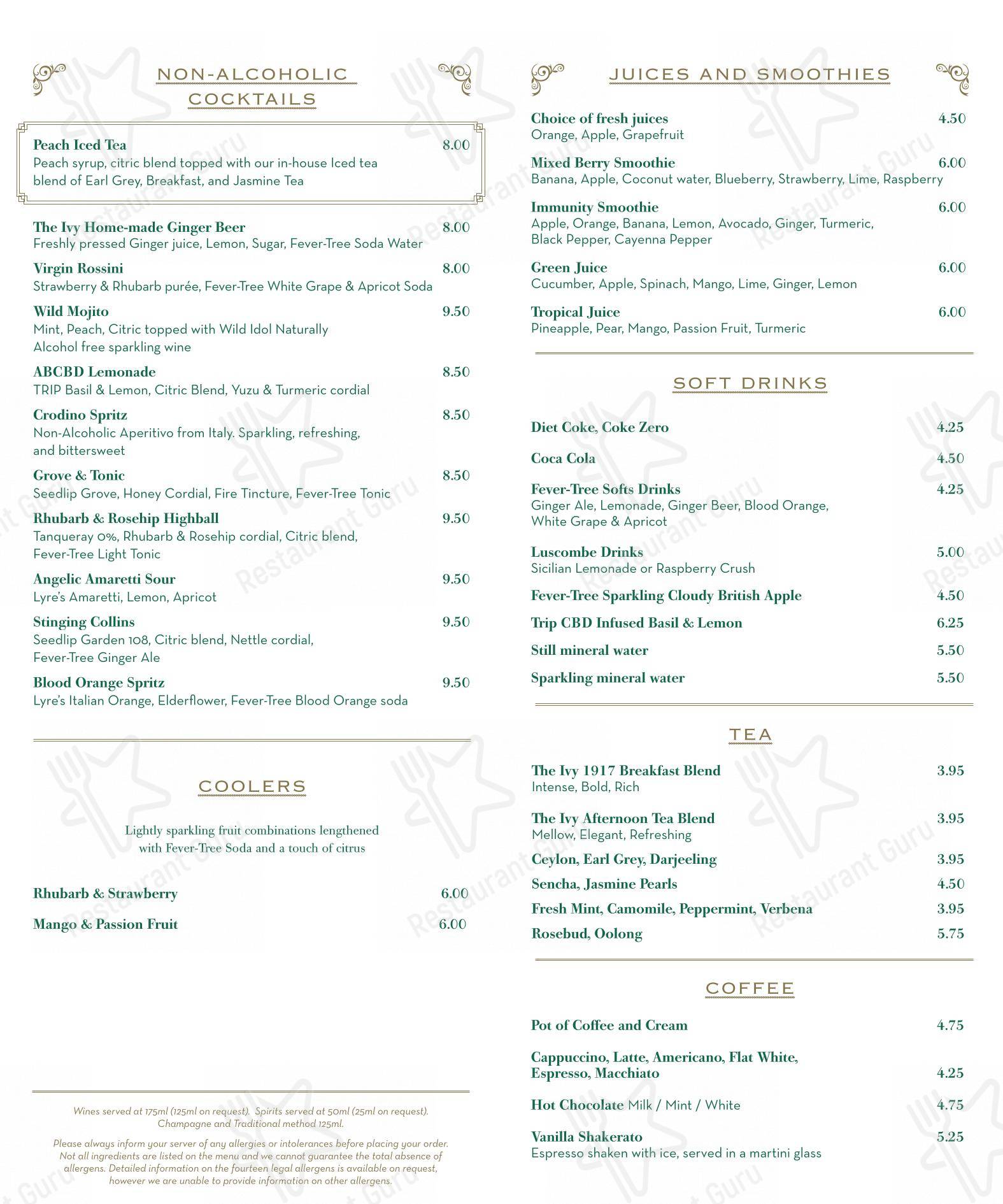 Menu at The Ivy Belfast Brasserie restaurant, Belfast