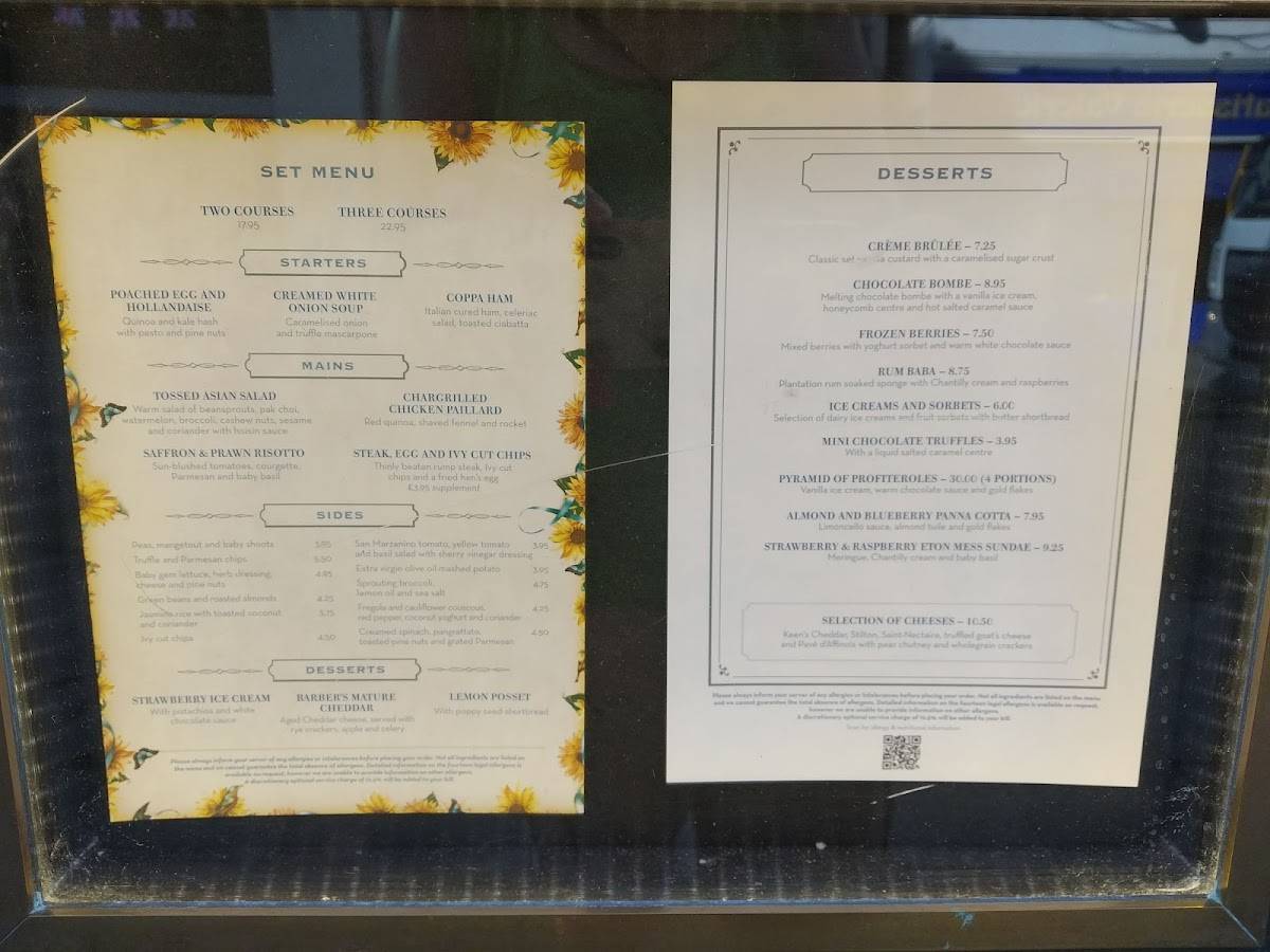 Menu at The Ivy Exeter restaurant, Exeter