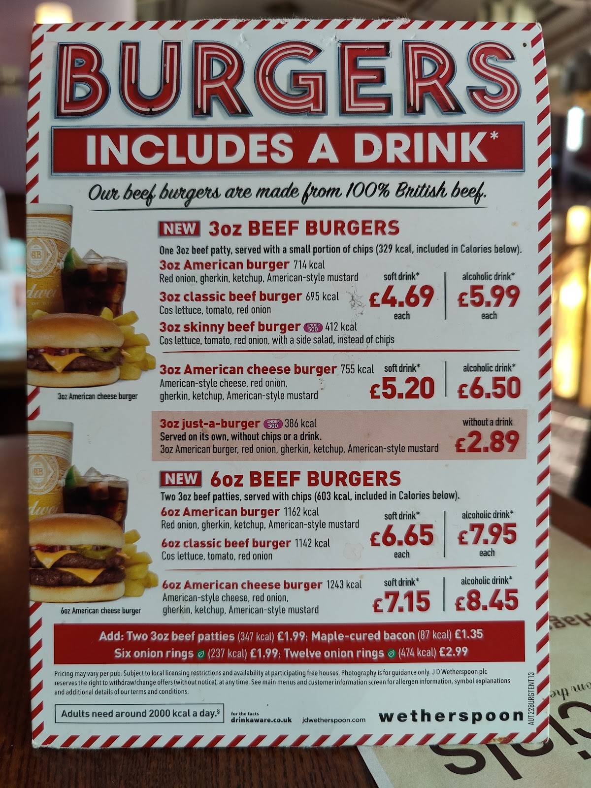 Menu at The John Fairweather - JD Wetherspoon pub & bar, Glasgow
