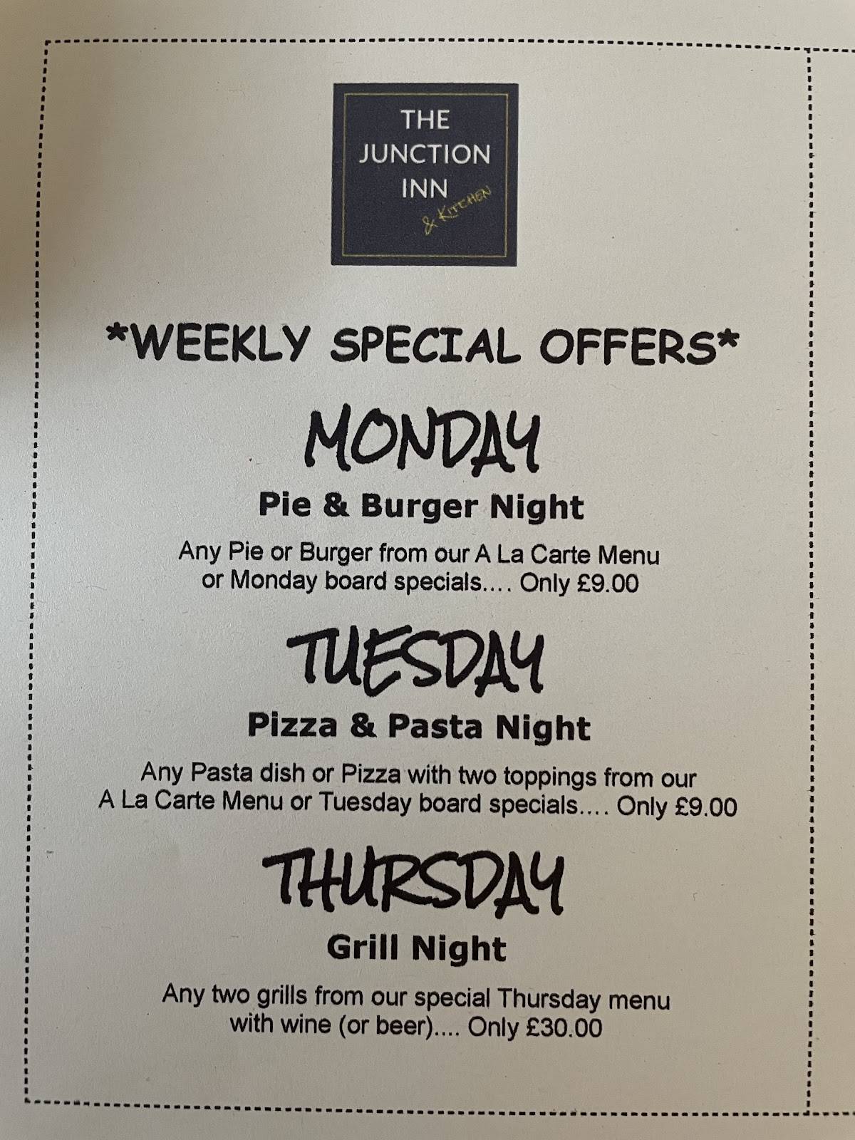 Menu at The Junction Inn pub & bar, Bradford
