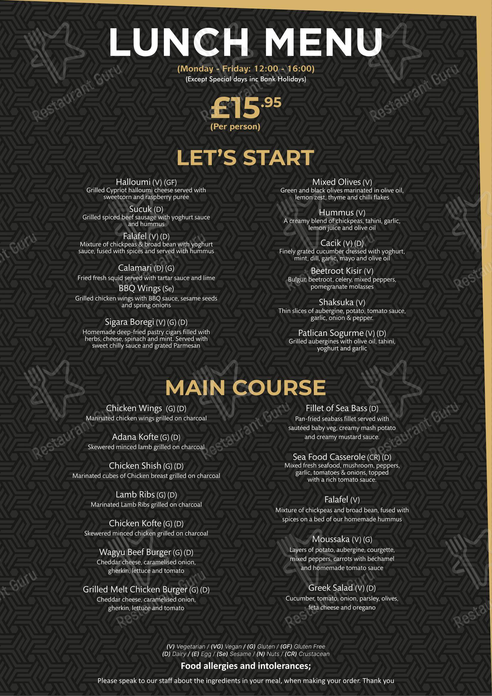 Menu at The Kara Fleet restaurant, Fleet