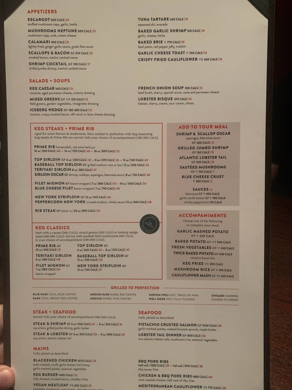 Menu at The Keg Steakhouse + Bar - Brampton, Brampton, 70 Gillingham Dr