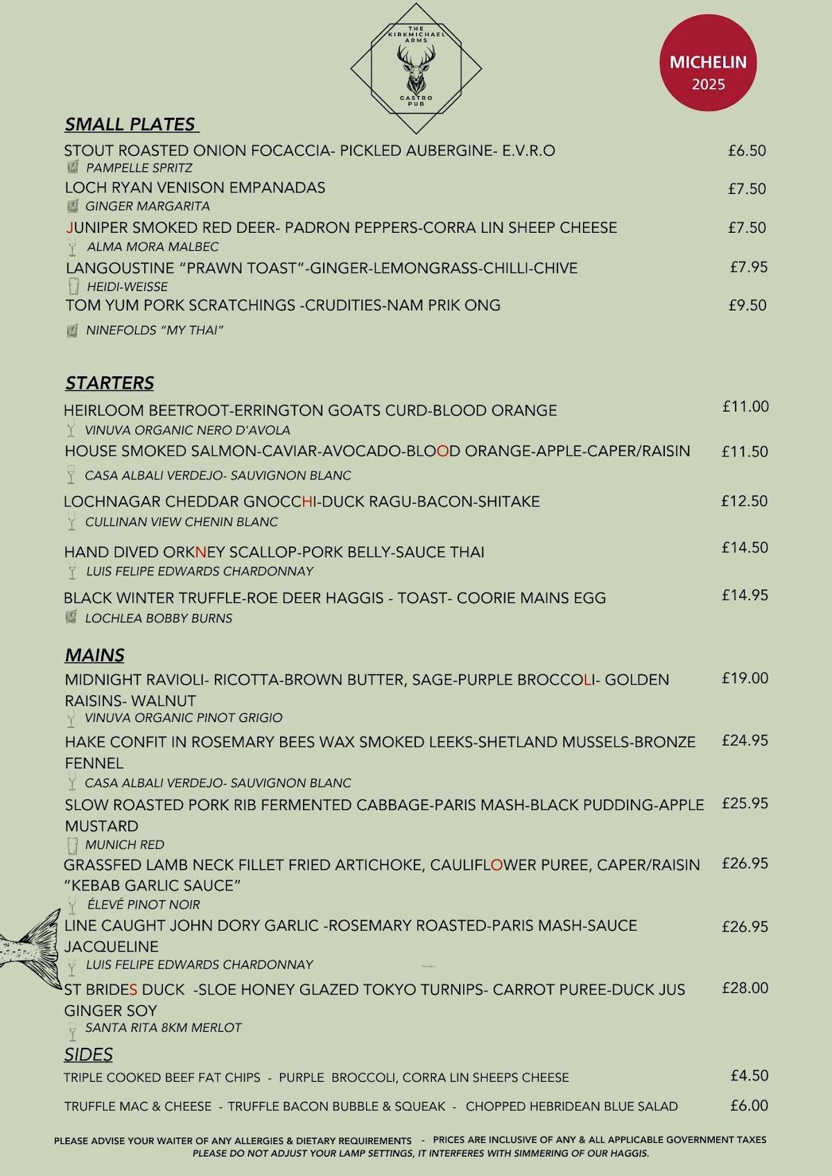 Menu at The Kirkmichael Arms pub & bar, Maybole