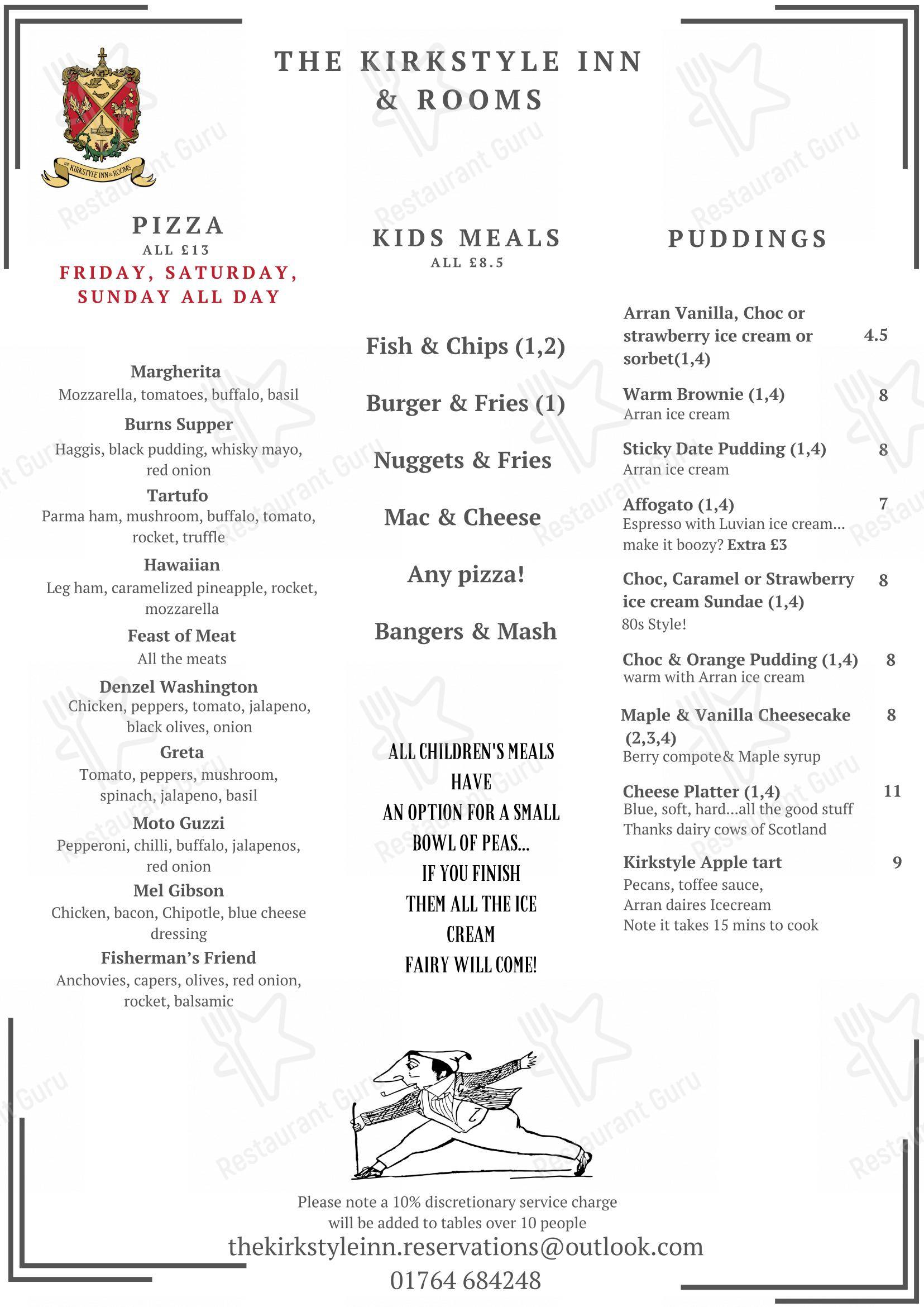 Menu at The Kirkstyle Inn pub & bar, Dunning