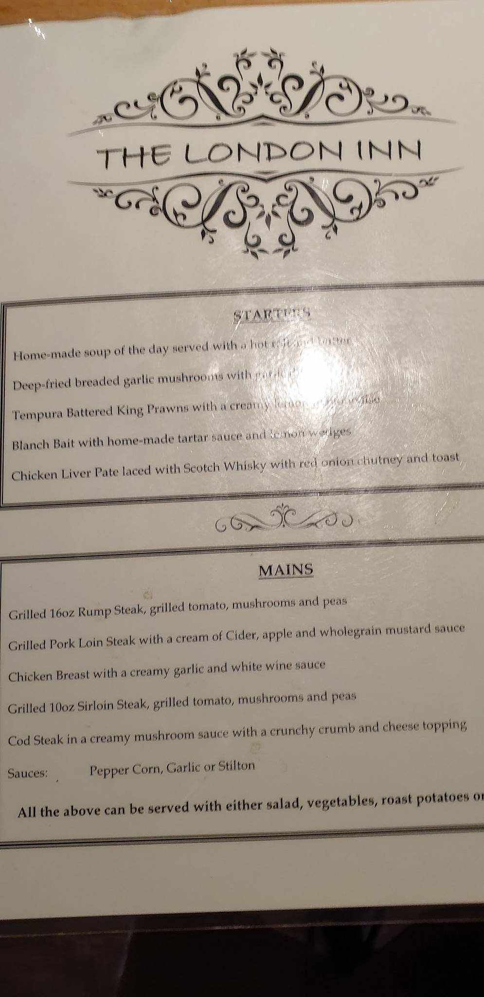 Menu at The London Inn pub & bar, Crediton, Morchard Road