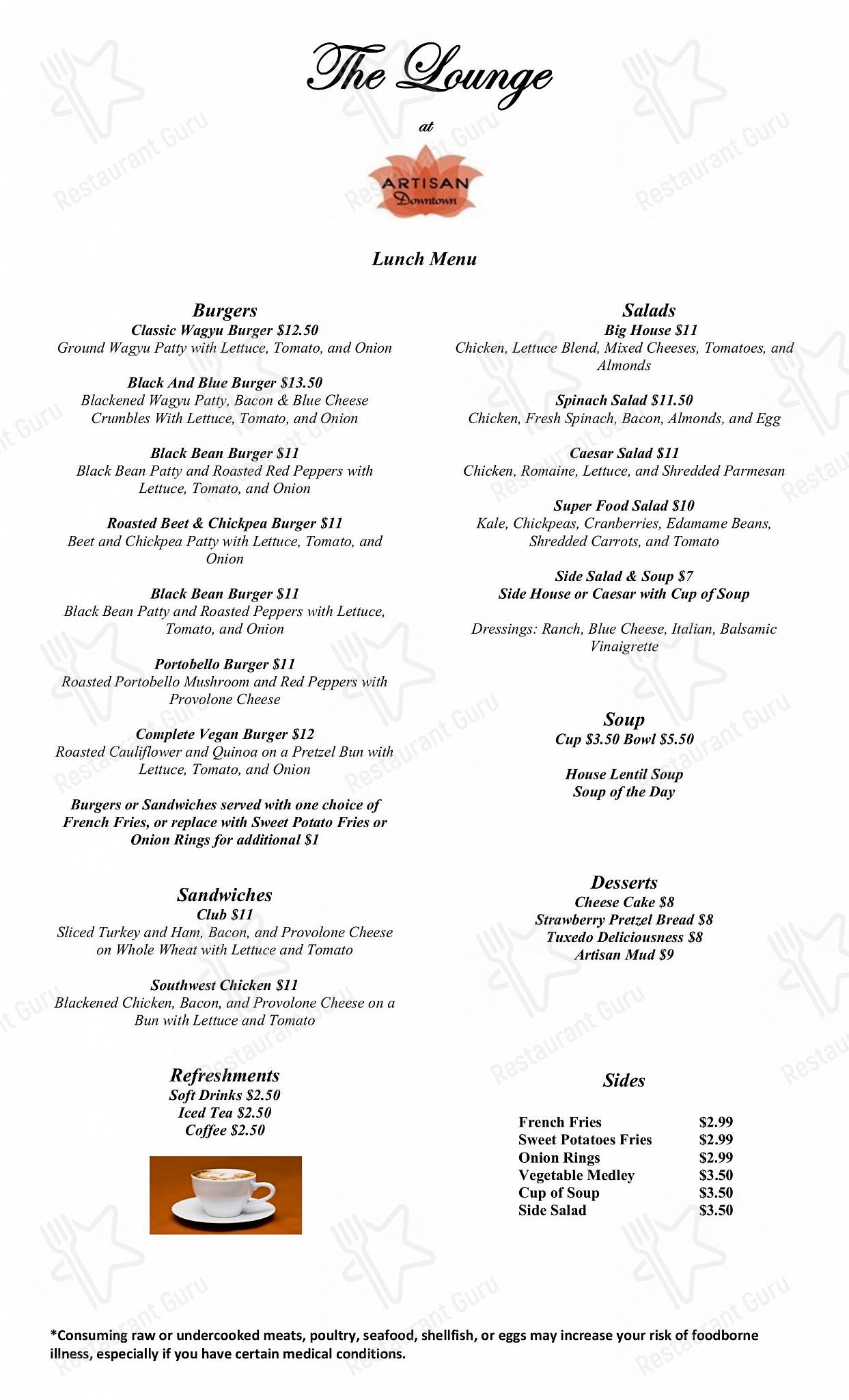 Menu at The Lounge pub & bar, DeLand