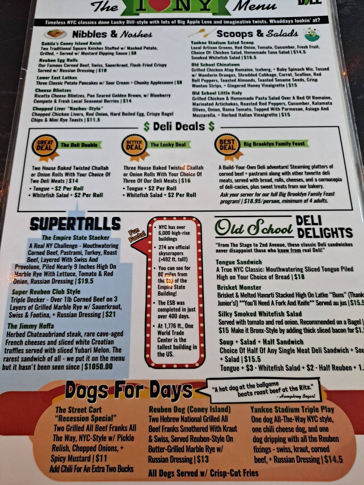 Menu at The Lucky Dill restaurant, Palm Harbor, US Hwy 19 N