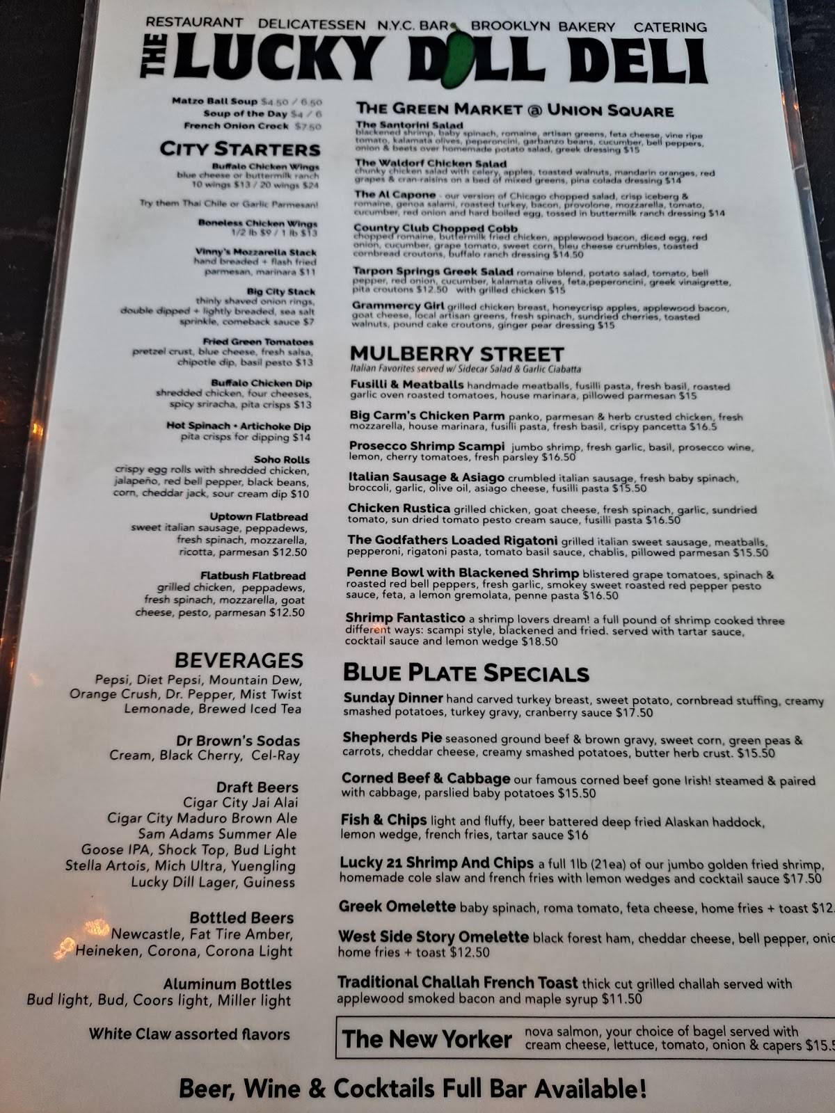 Menu at The Lucky Dill restaurant, Palm Harbor, US Hwy 19 N