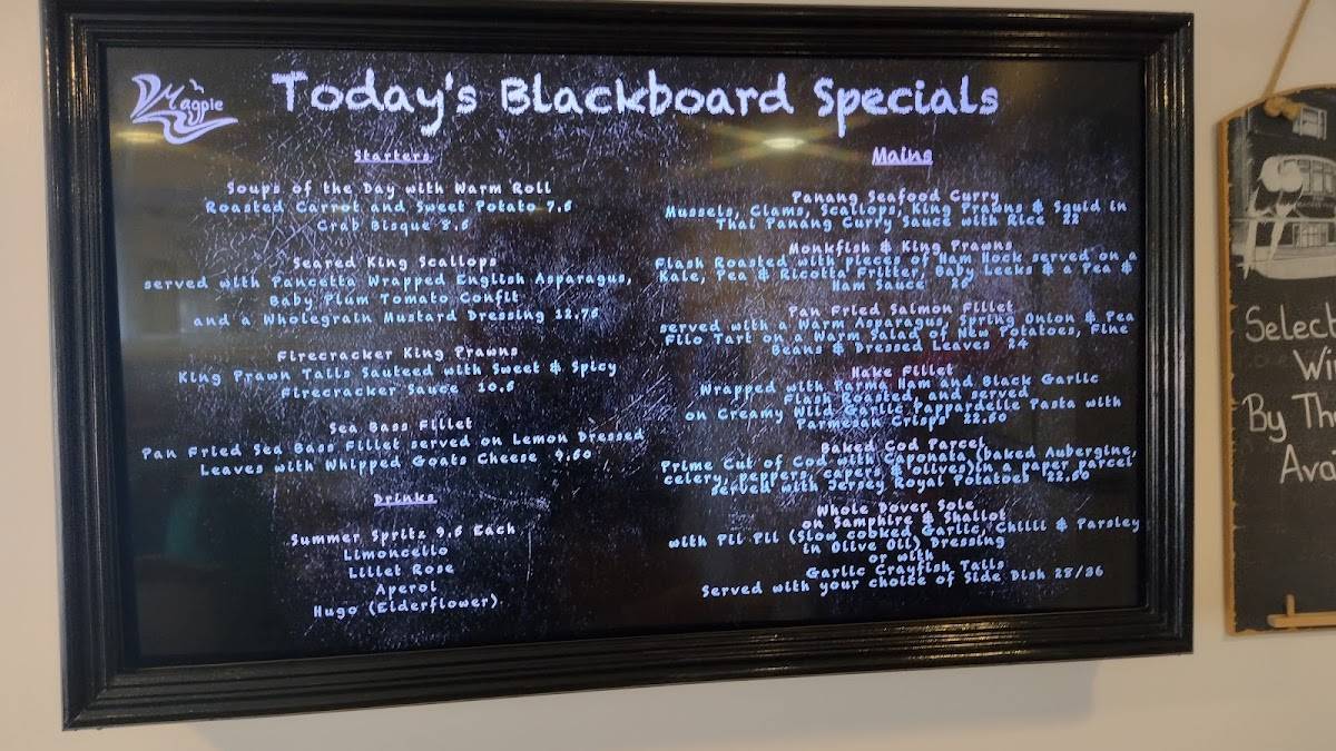 Menu at The Magpie Café restaurant, Whitby