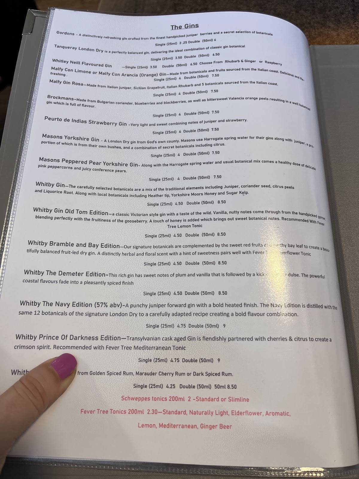 Menu at The Magpie Café restaurant, Whitby