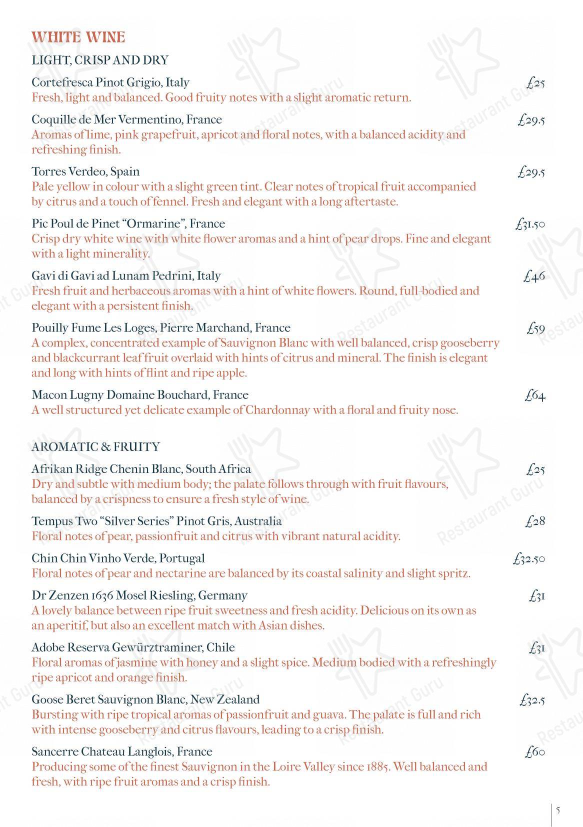 Menu at The Manor restaurant, Greasby
