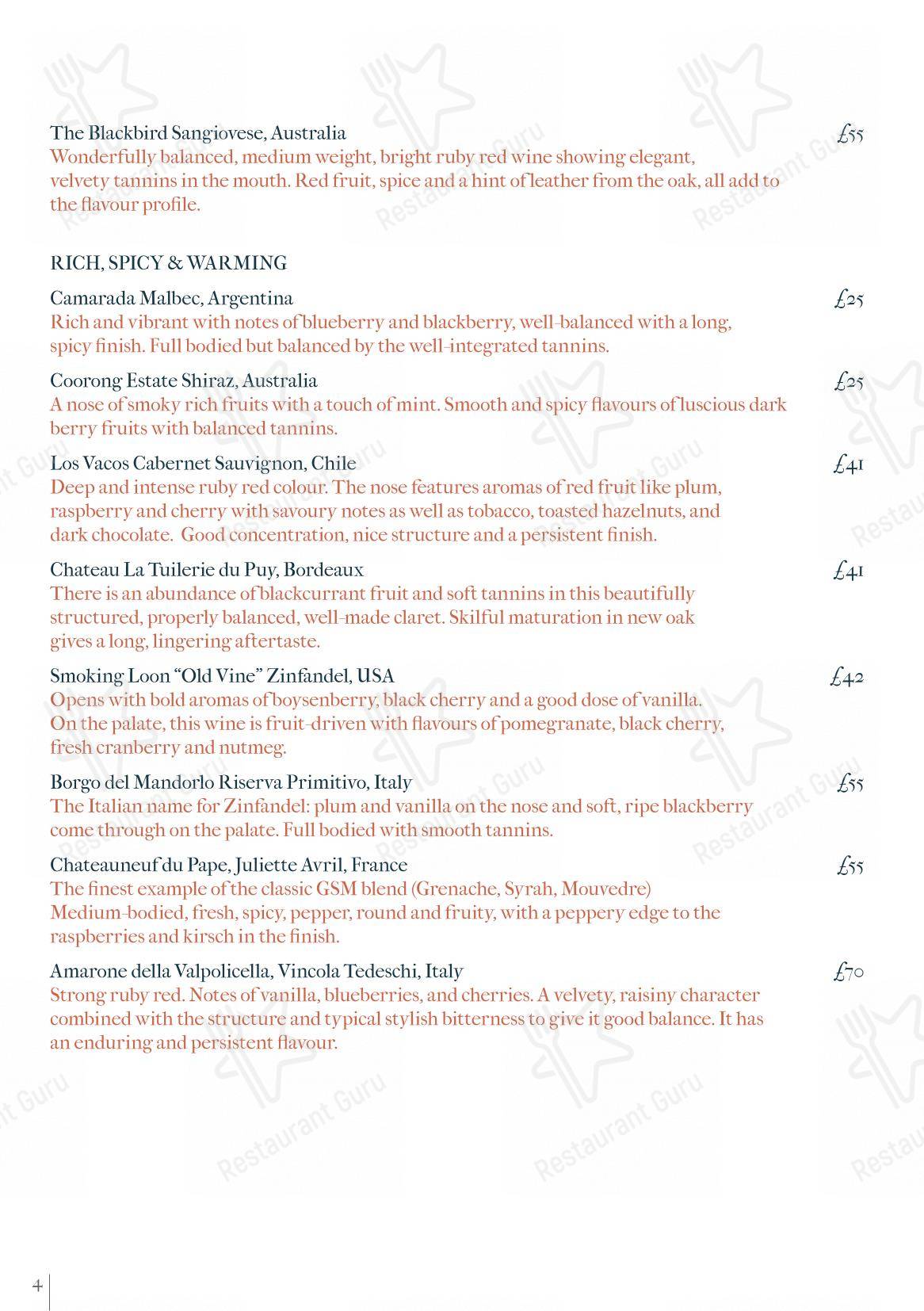 Menu at The Manor restaurant, Greasby
