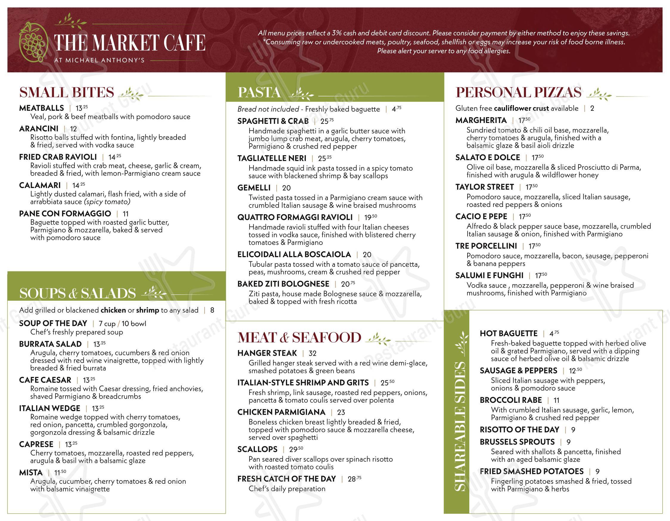 Menu at The Market Cafe at Michael Anthony's, Hilton Head Island
