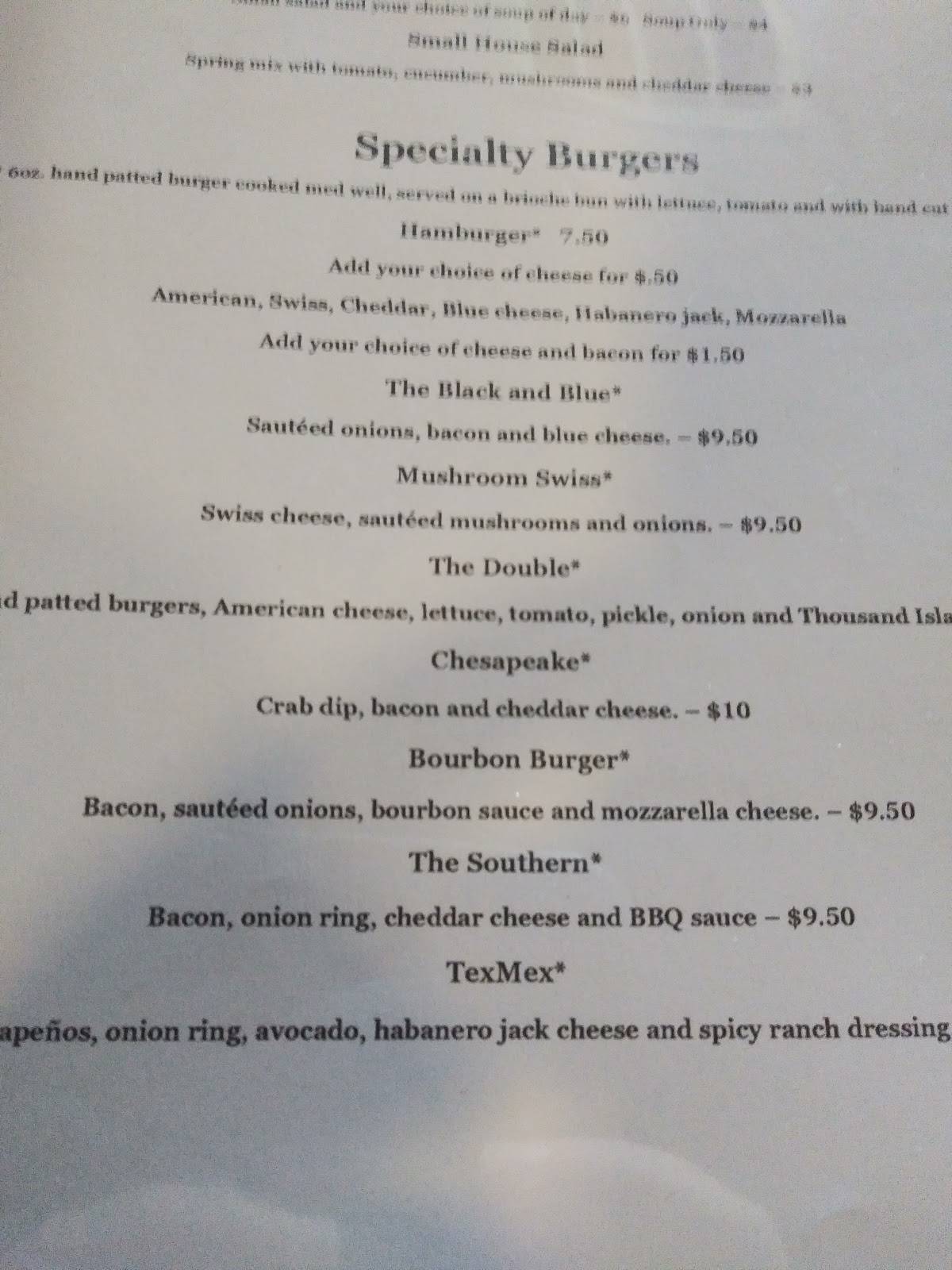 Menu at The Mason Jar pub & bar, Hillsville