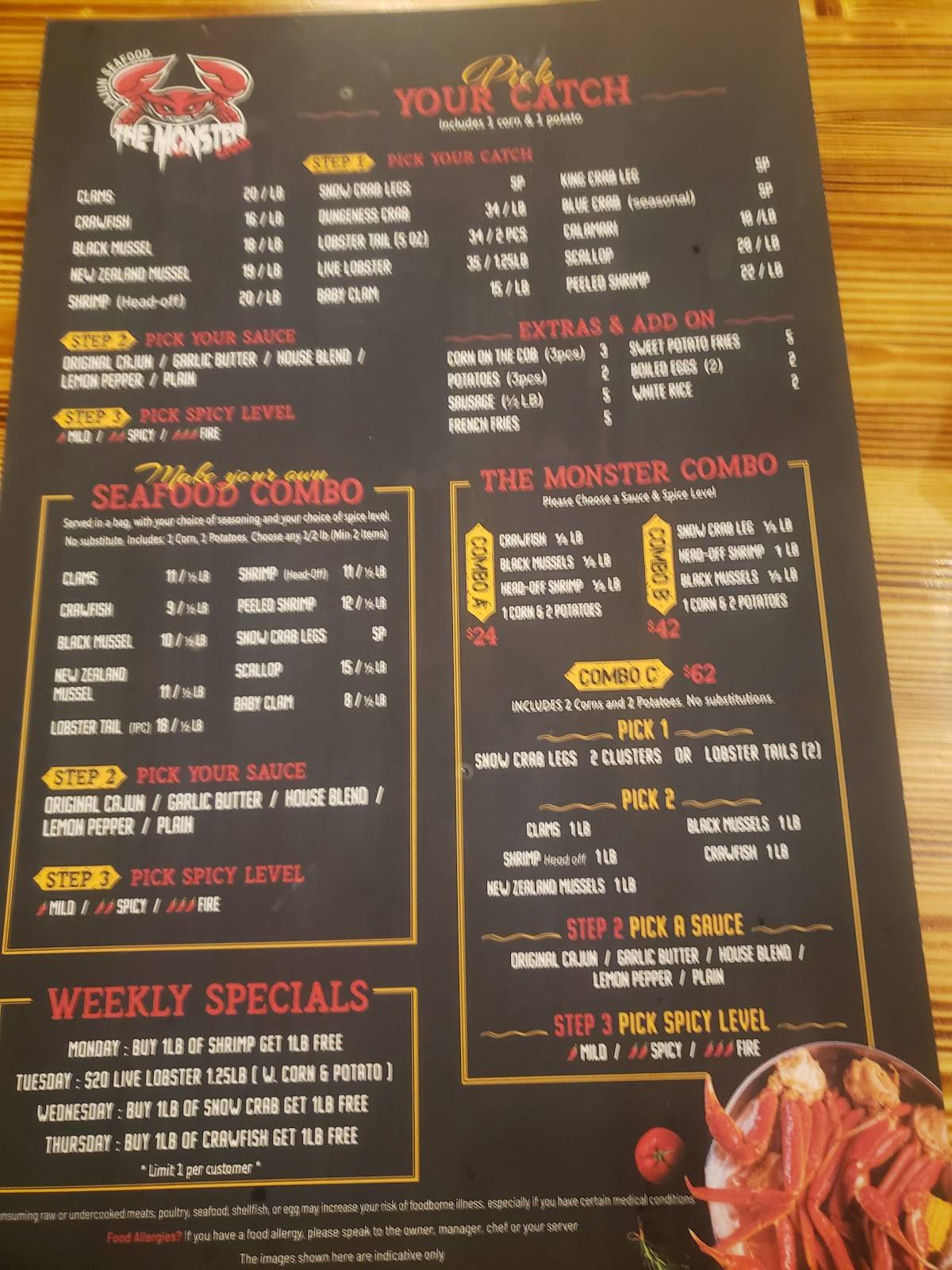 Menu at The Monster All You Can Eat Seafood & Bar, Holtsville